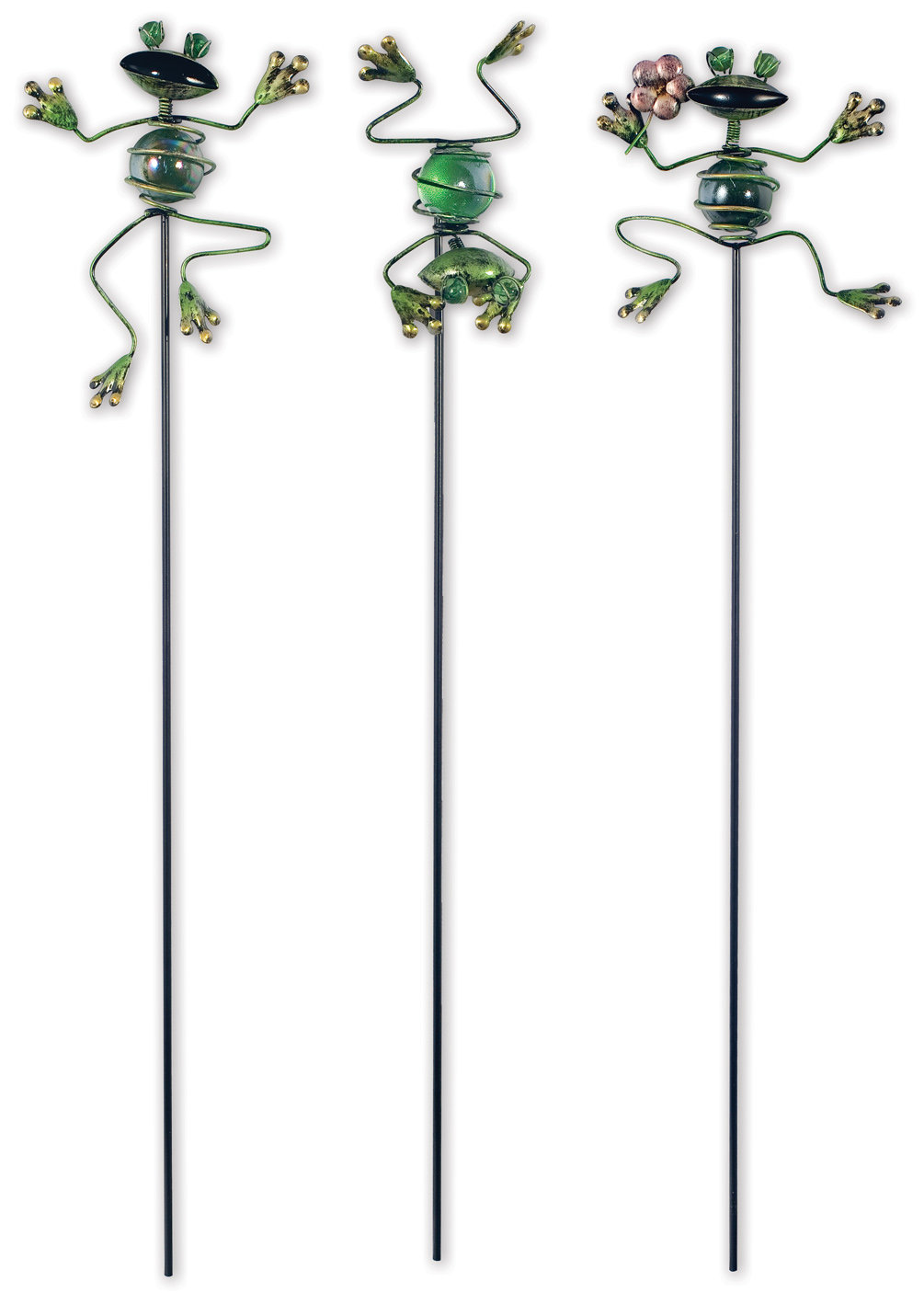 The Holiday Aisle® 3 Piece Olinger Frog Plant Garden Stake Set | Wayfair