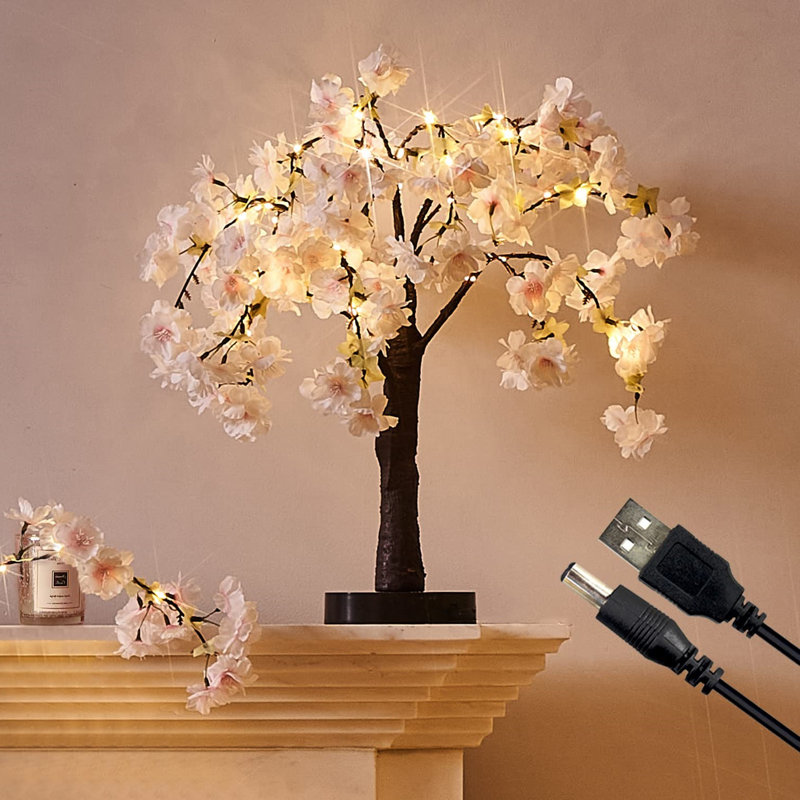 Primrue Lighted Bonsai Tree with Cherry Blossom Branches | Wayfair
