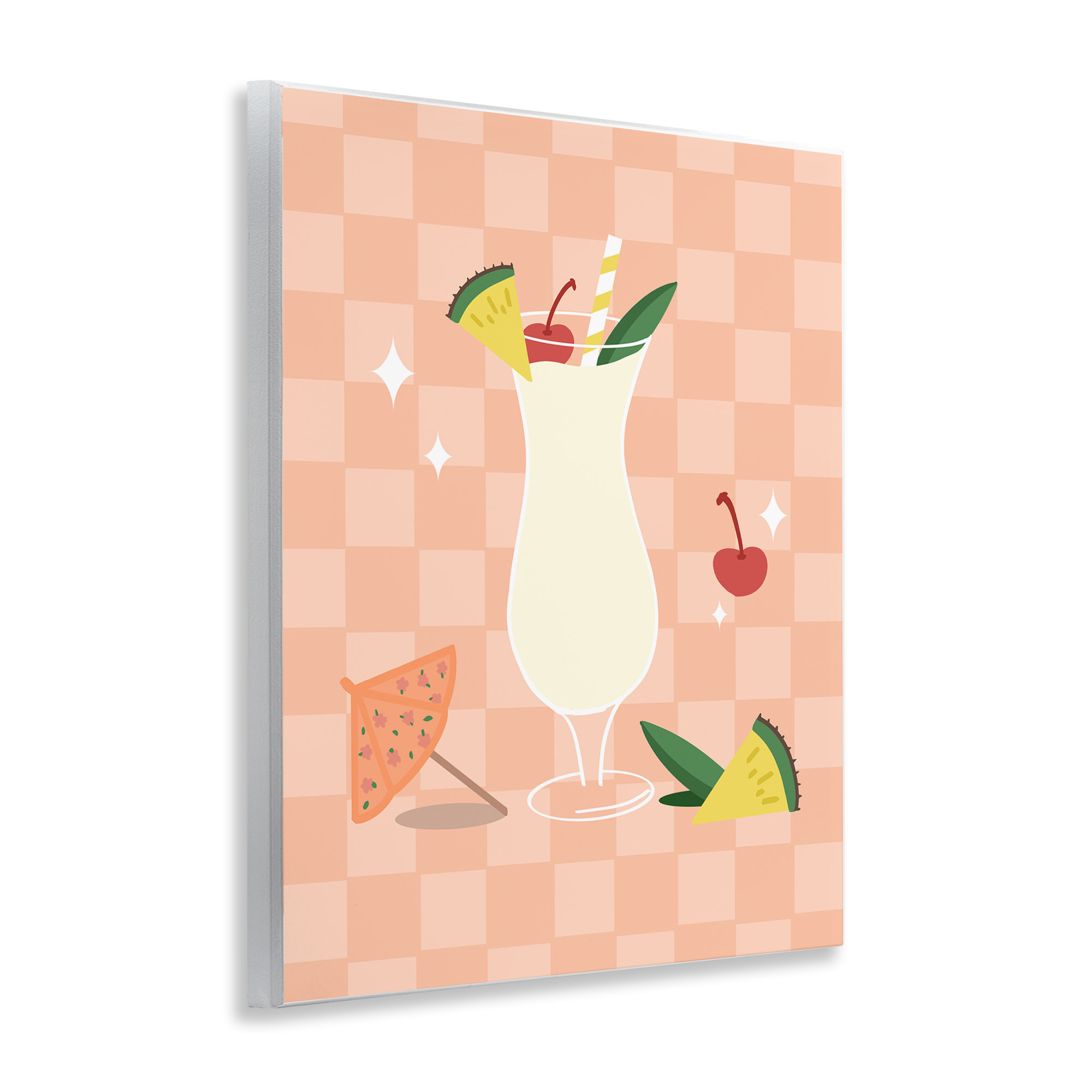 Bay Isle Home™ Pina Colada on Checkered Wall Plaque Art by Anna Quach ...