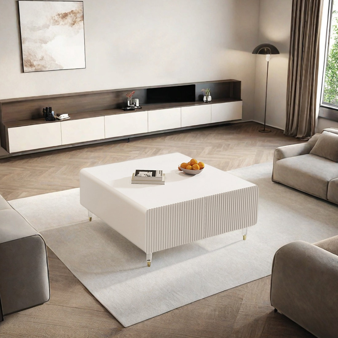 Orren Ellis Modern Wood Coffee Table with Enclosed Drawers | Wayfair