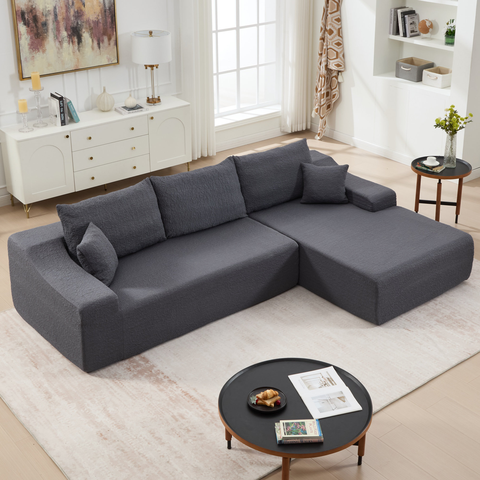 Latitude Run® 2-Piece Modular Sectional Sofa With Textured Fabric, Sofa ...