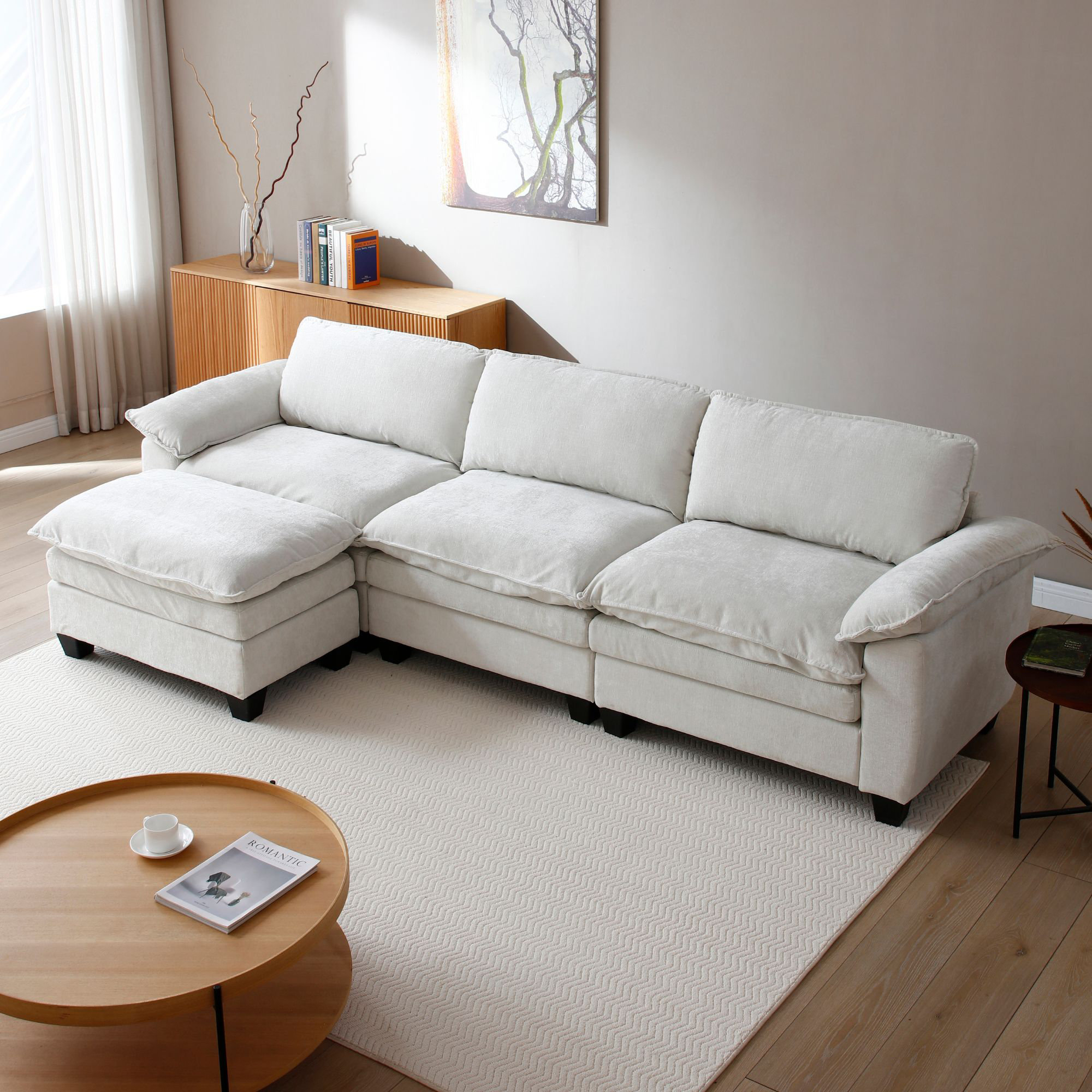 MESTYL 120" Wide Modern L-Shaped Sectional Sofa Couch For Cozy Living ...