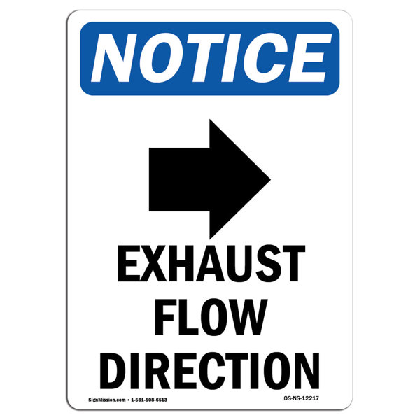 SignMission OSHA Notice - Exhaust Flow Direction Sign With Symbol ...