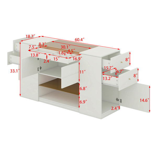 Latitude Run® Modern Luxury Multi-Functional Island Vanity Dresser And ...