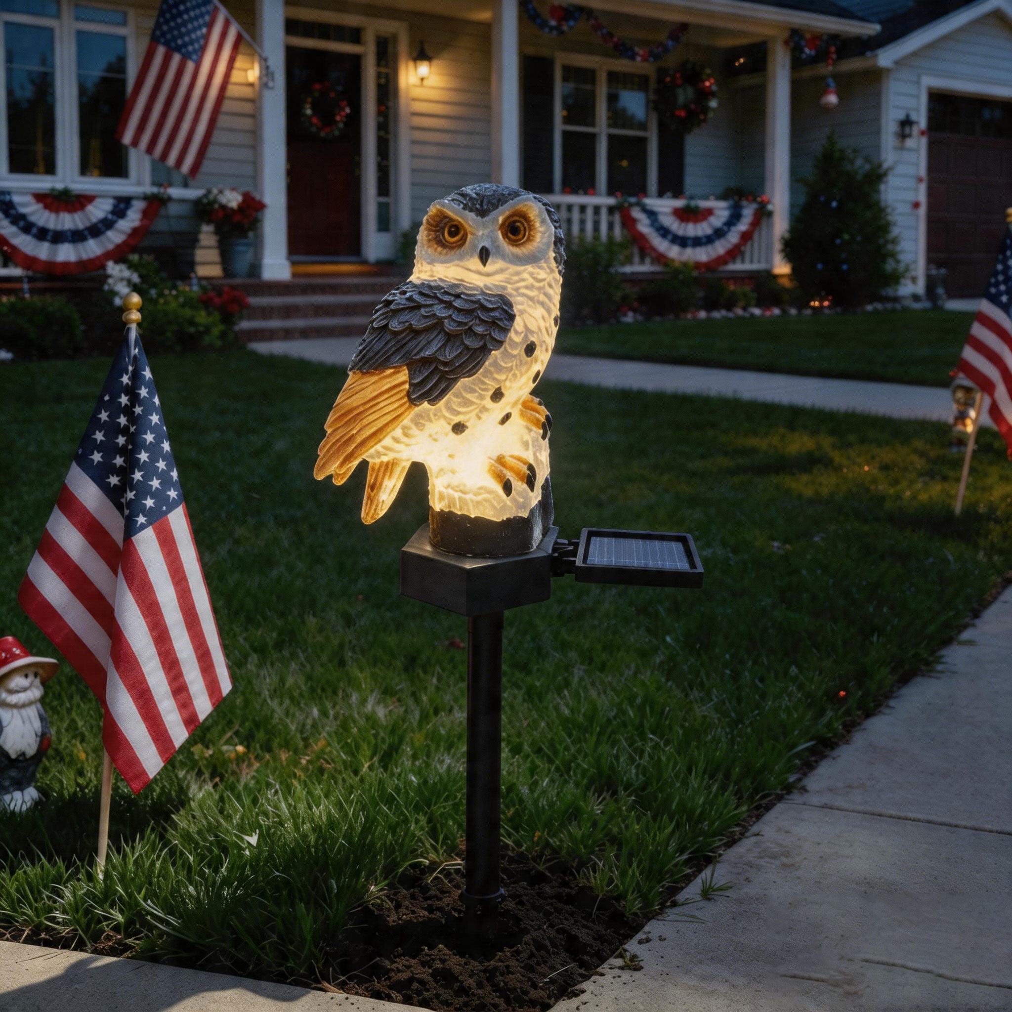 Aptoco Low Voltage LED Solar Owl Lights Waterproof Pathway Outdoor ...