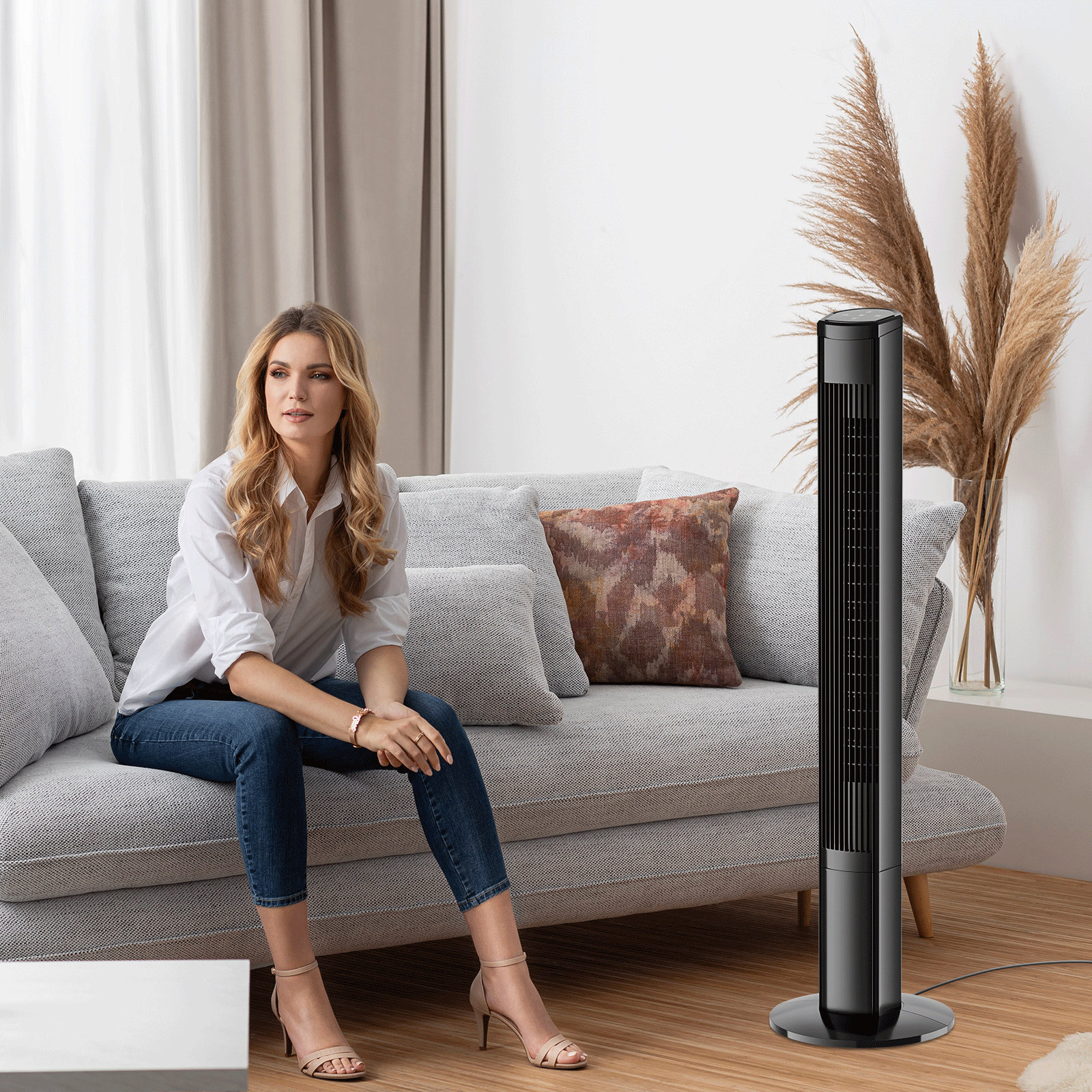 Bring Home Furniture Tower Fan Oscillating Floor Fan Standing Fan With ...