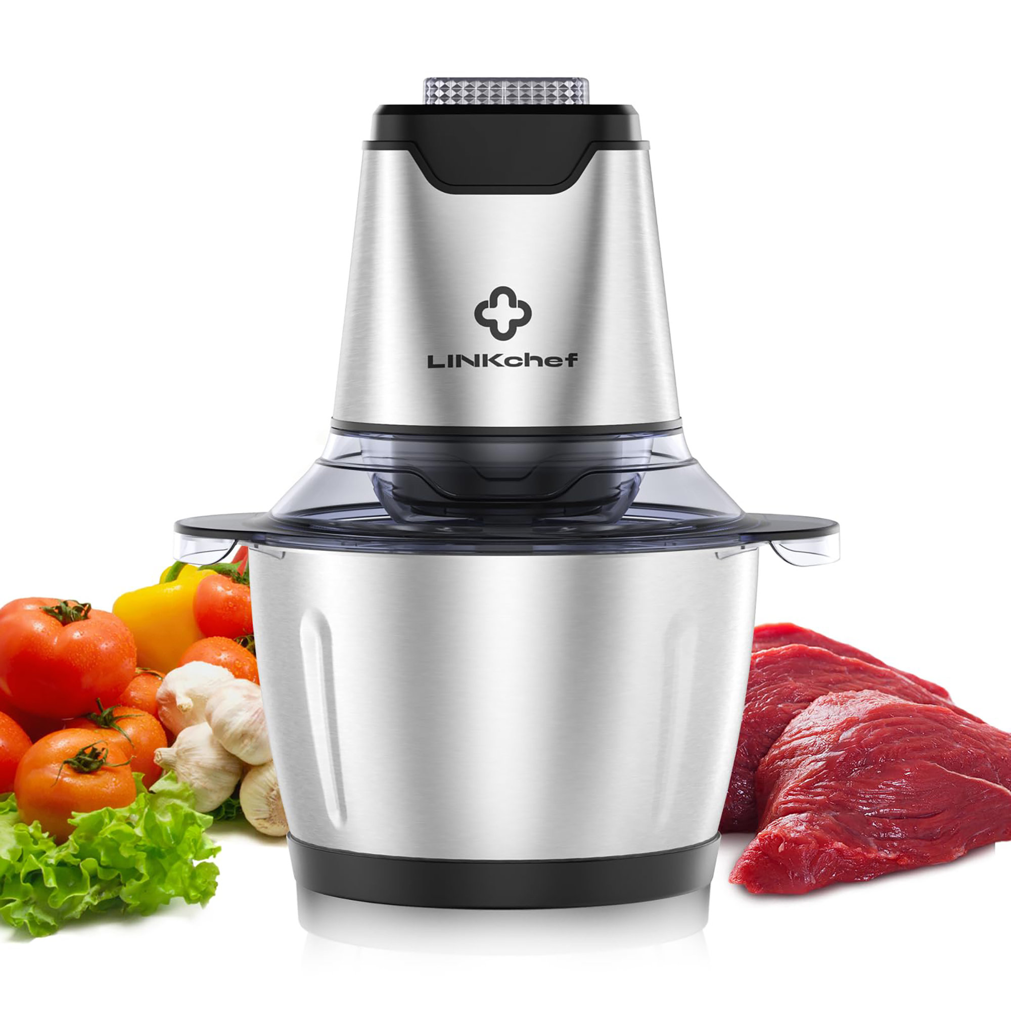 KIBNOF Food Chopper, 5 Cup Food Processor Mini Electric, 1.2L 250W Meat Grinder with 4 Bi-Level ...