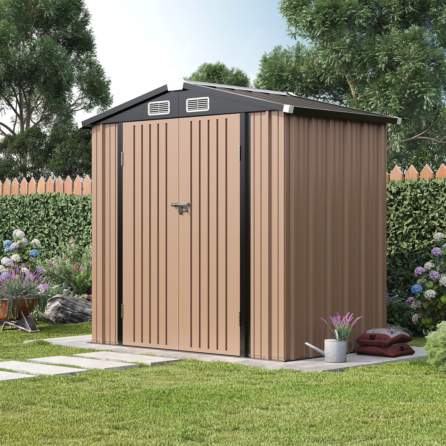 JolyDale 6.4 Ft. W X 4.0 Ft. D Metal Lean-to Storage Shed With Metal ...