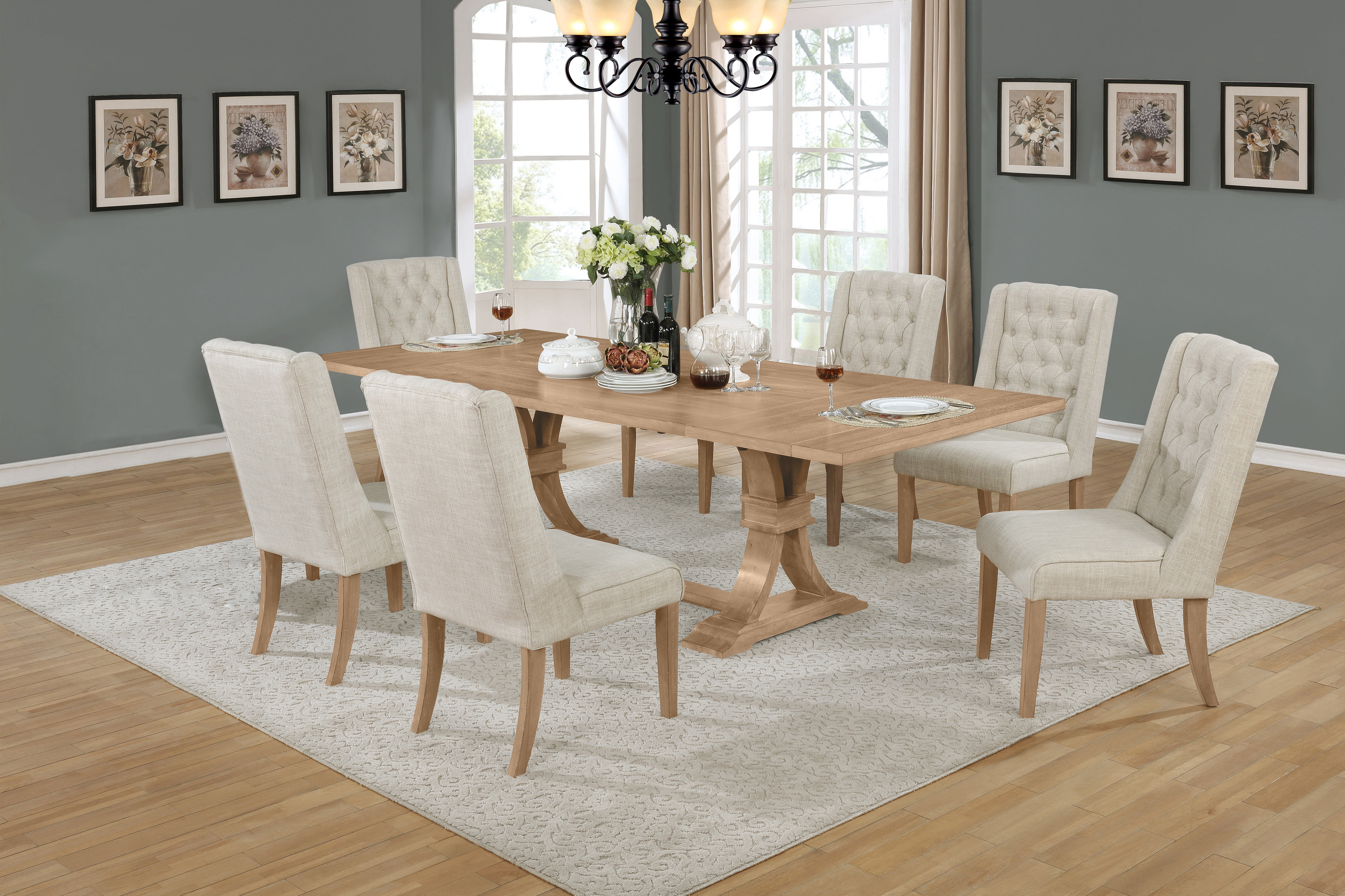 Gracie Oaks Dions Extendable 72" to 104" Table with Rustic Wood Dining ...