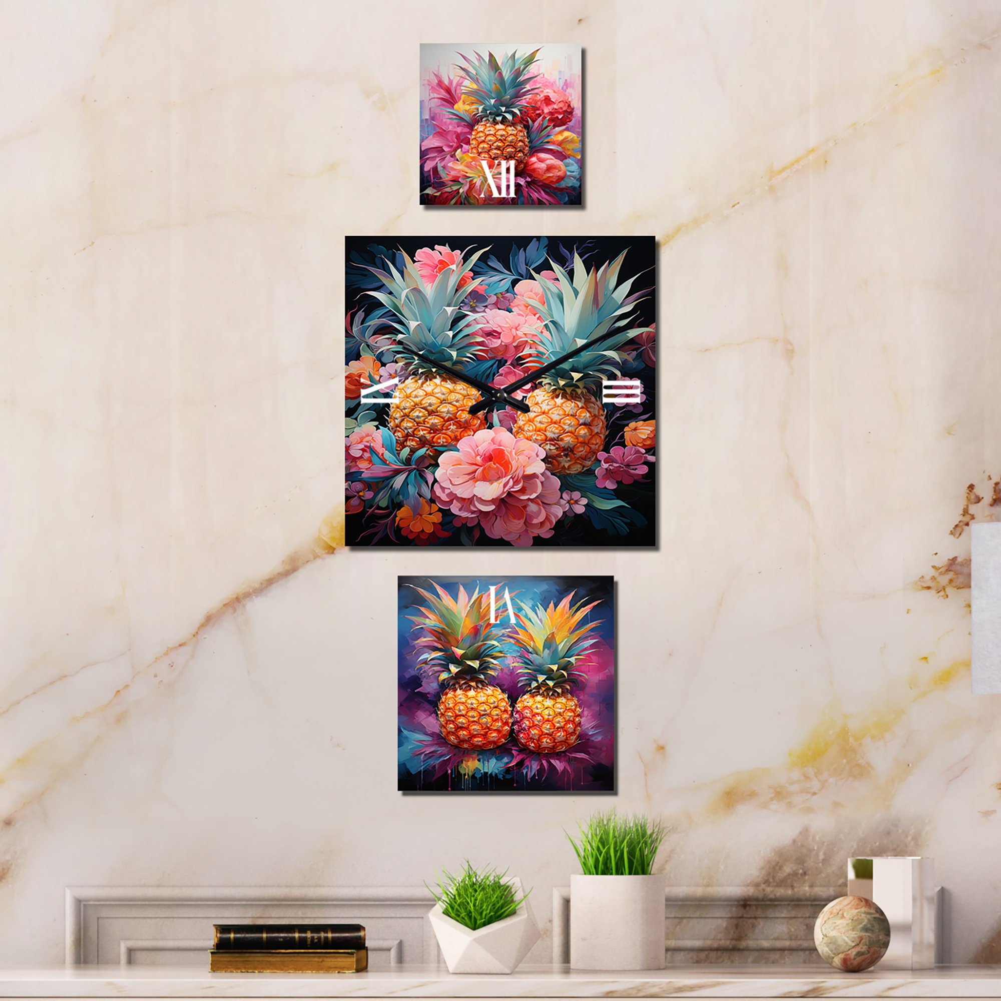 Alcott Hill® Clorisa - Pineapples Large Traditional Wall Clock | Wayfair
