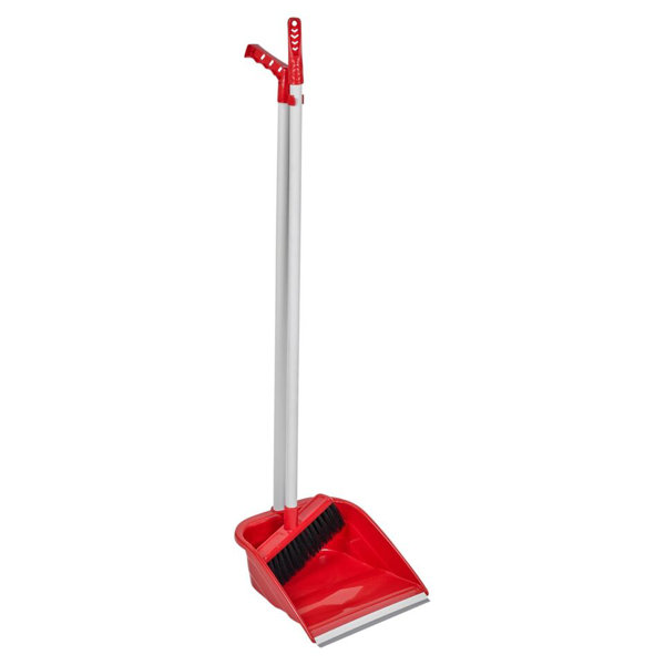 Symple Stuff Long Handled Upright Indoor Plastic Dustpan & Floor Brush ...