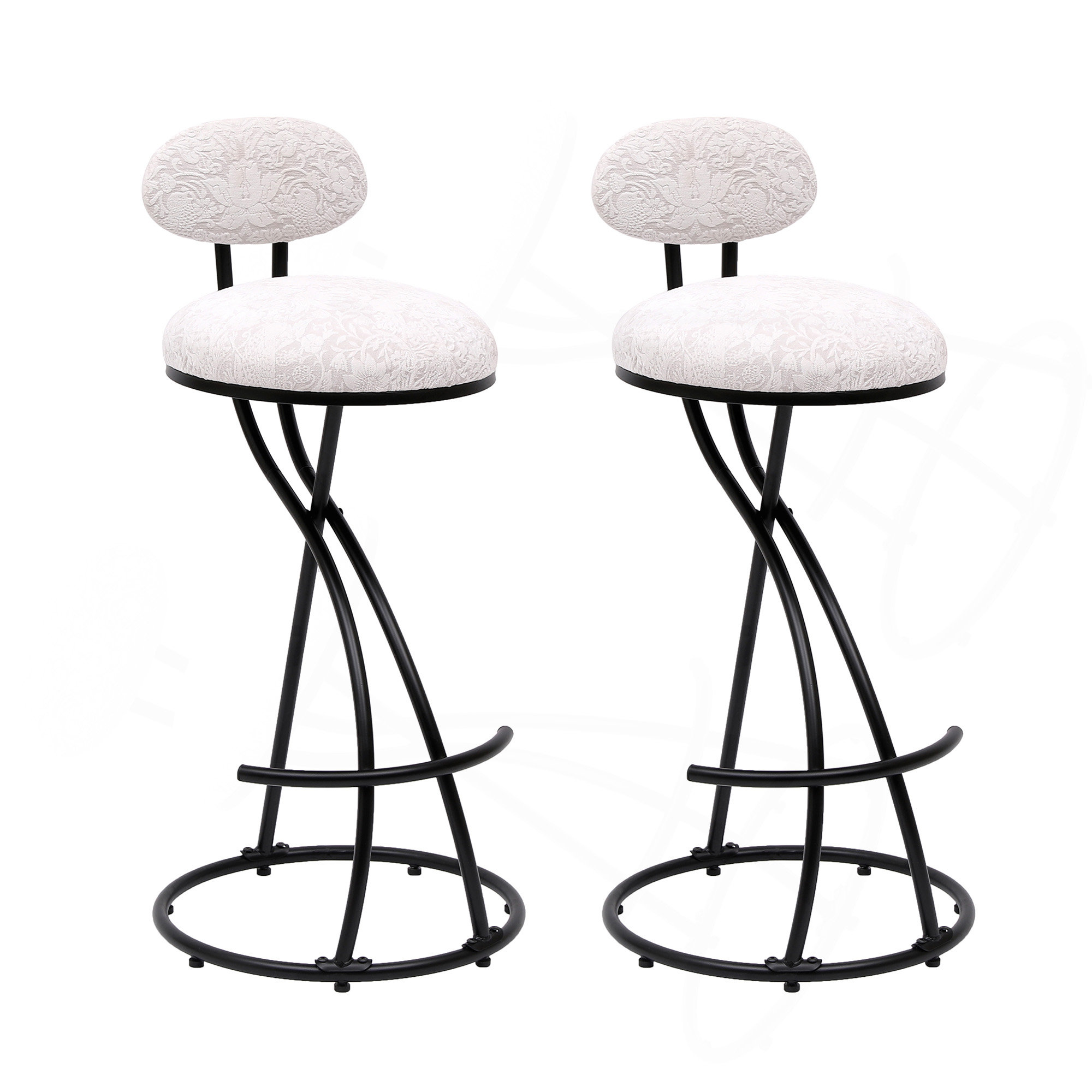 Latitude Run® Bar Stools Set Of 2 S-Shaped Gold Barstools With Backrest ...