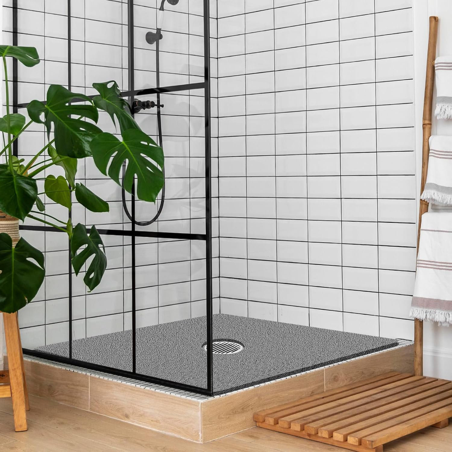 Latitude Run® Extra Large Square Shower Mat With Drain Hole In Middle ...