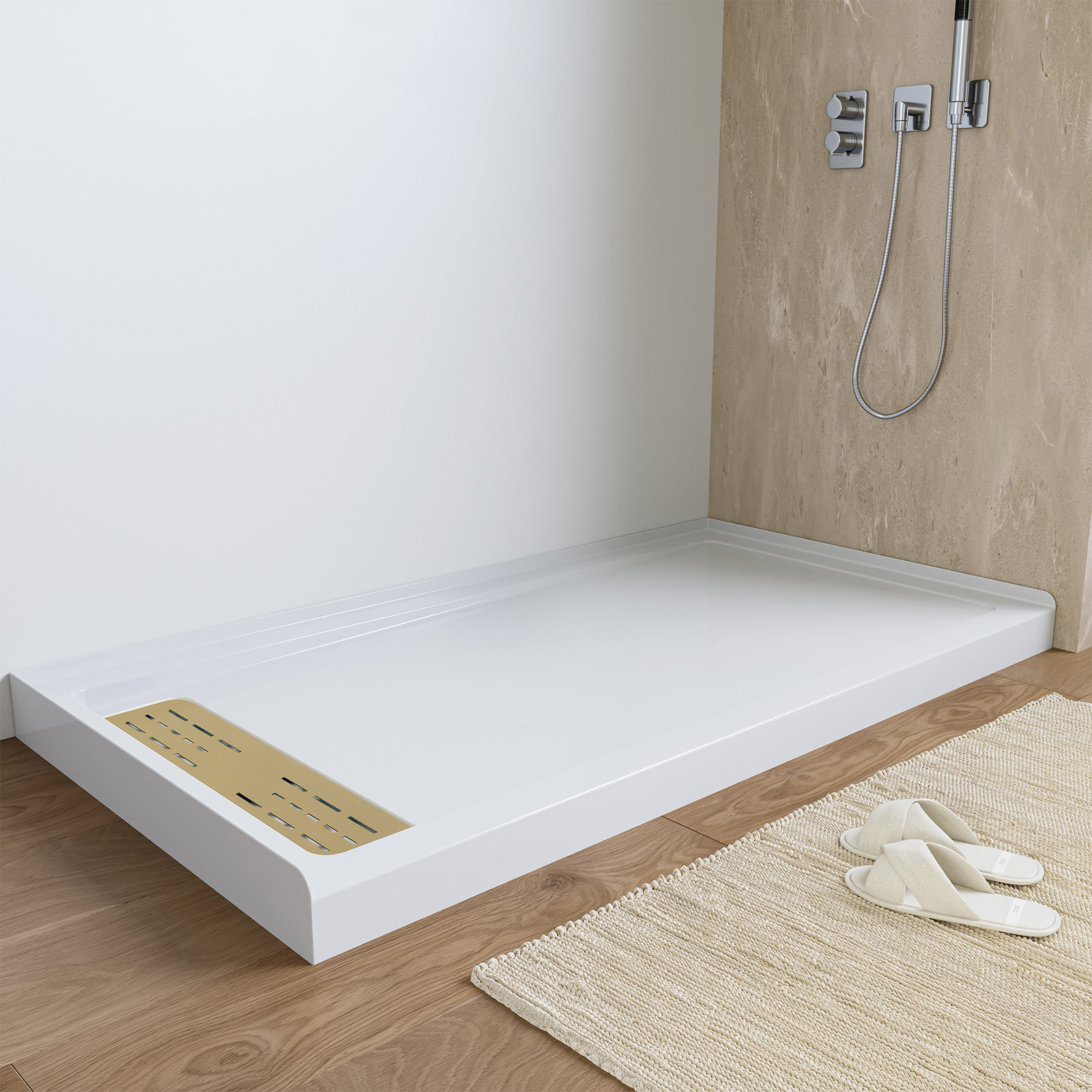 HOROW 60" x 32" White Shower Base with Drain Assembly and Drain Cover ...