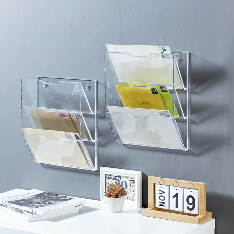 Ebern Designs 2 Piece Acrylic Mail Storage Wall Organizer | Wayfair