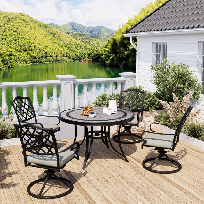 Red Barrel Studio® Miyona Round 48.03'' Outdoor Dining Table | Wayfair
