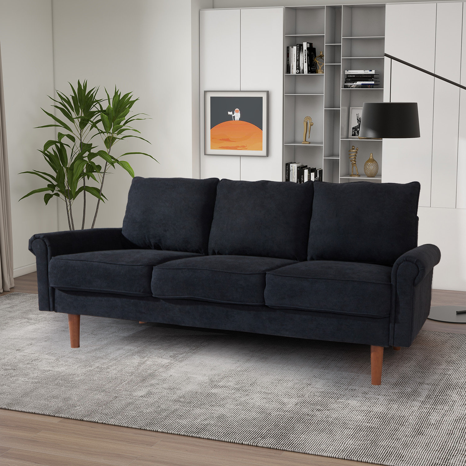 Winston Porter 74" Linen Fabric 3-Seat Couch Sofas - Wayfair Canada