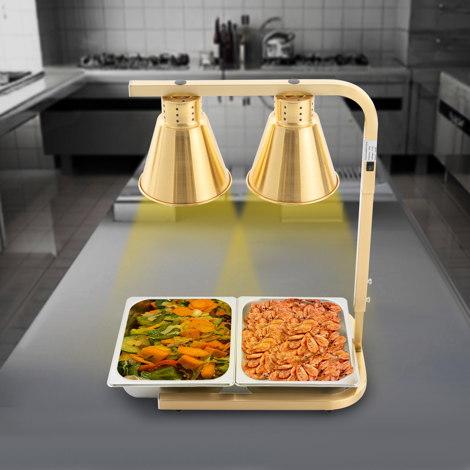 The Party Aisle™ 500W Double Head Electric Heat Lamp for Food Service ...