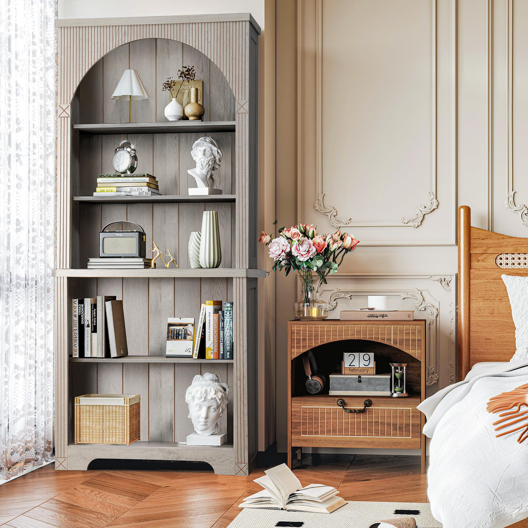 Corrigan Studio® Narrow Bookshelf Ladder Bookshelf 5 Shelf Bookcase ...