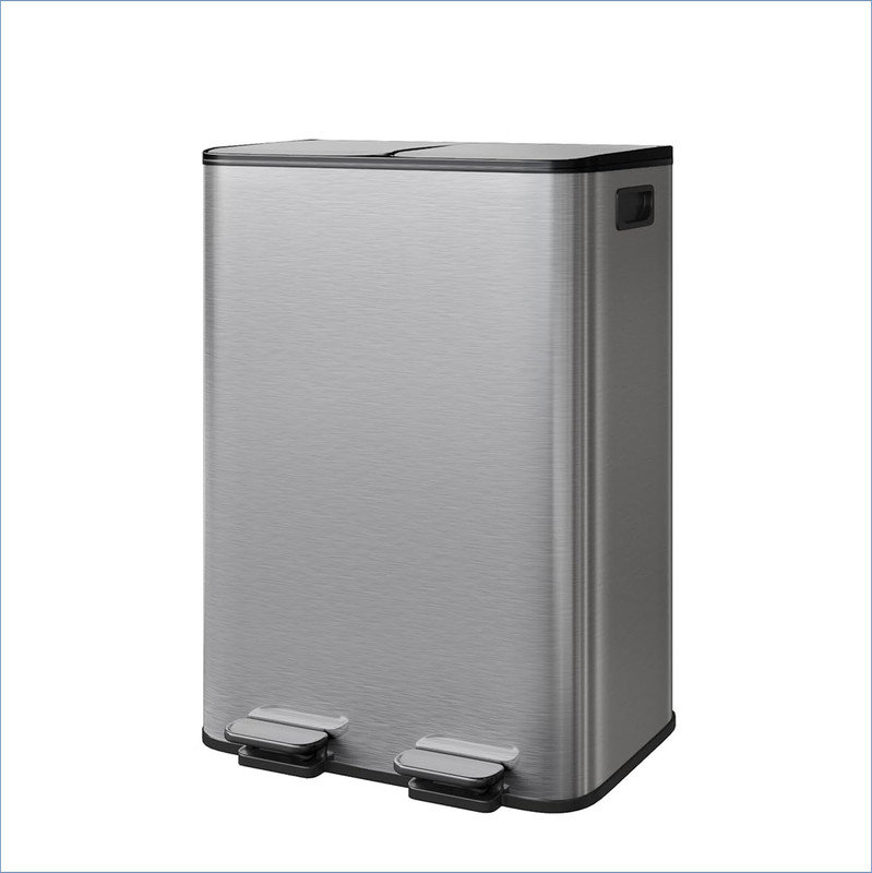 babevy Stainless Steel Double Trash Can with Lid for Kitchen, Large ...