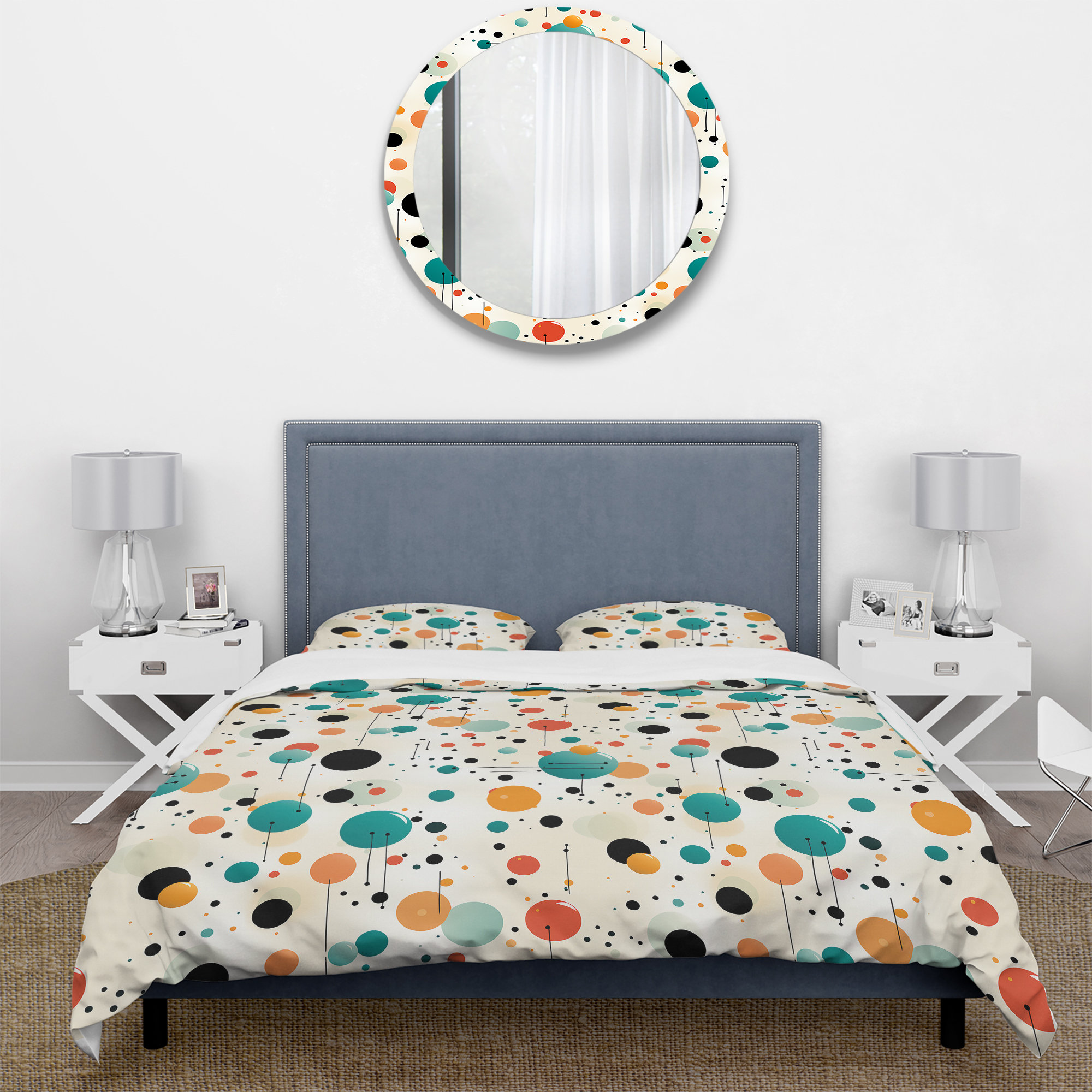 Design Art Blue And Black Fun Polka Dot Delights Duvet Cover Set | Wayfair