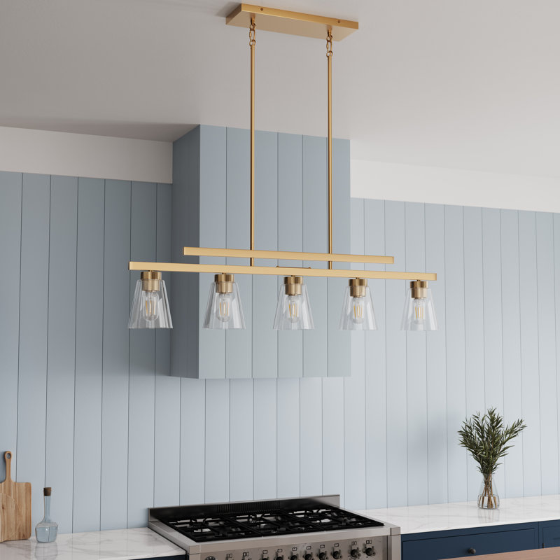 Breakwater Bay 5-Light Modern Island Farmhouse Gold Linear Chandeliers ...