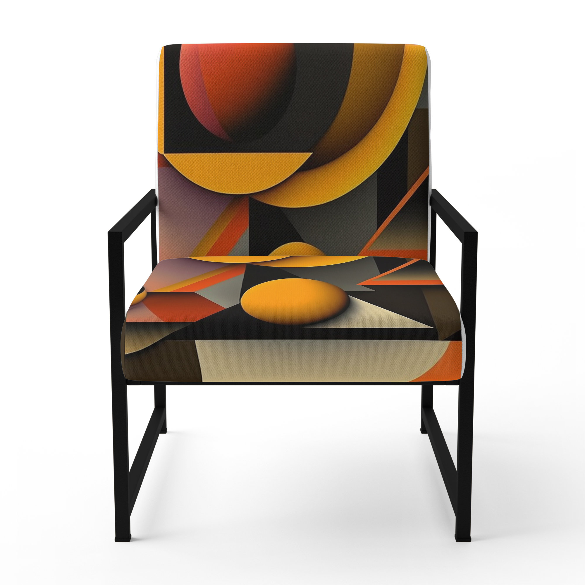 East Urban Home Daddario - Upholstered Abstract Geometric Accent Arm ...