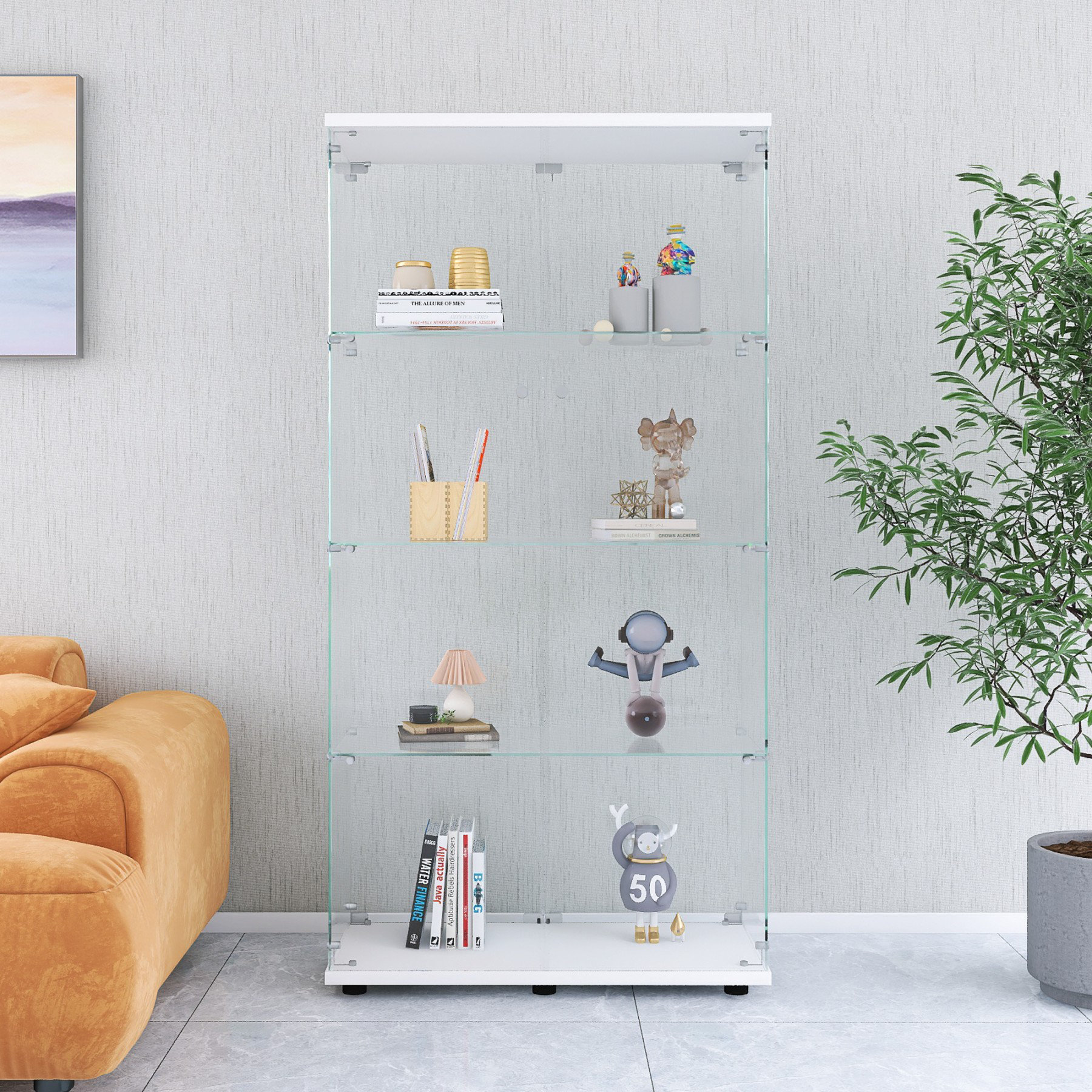 Wrought Studio™ Two-door Glass Display Cabinet 4 Shelves with Door ...