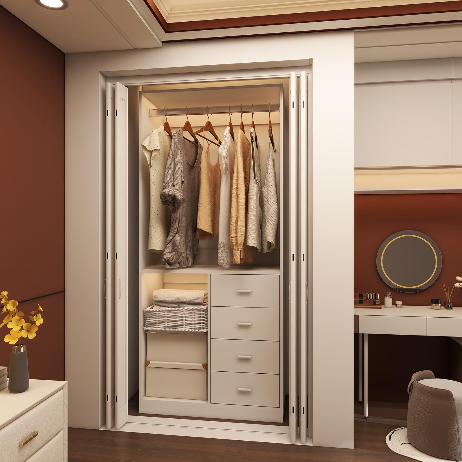 Latitude Run® Freestanding Closet System: Garment Rack with 4 Drawers ...
