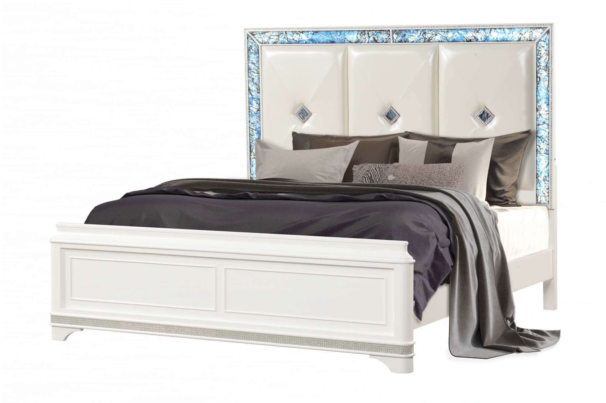 Orren Ellis Modern Style Upholstered Bed Made with Wood, LED lights and ...