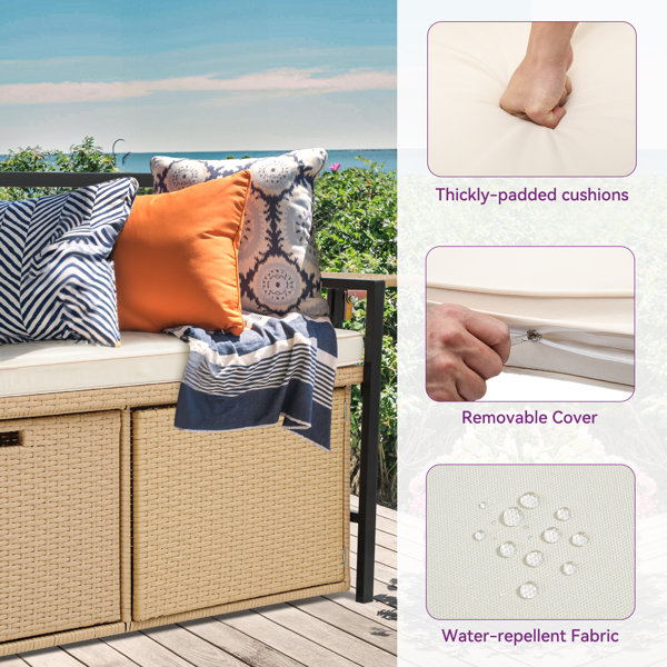 Edrosie Inc 70 Gallons Wicker Water Resistant Storage Bench with ...