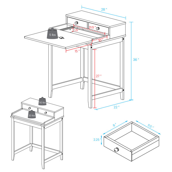 Lark Manor Ardle 28'' Desk & Reviews | Wayfair