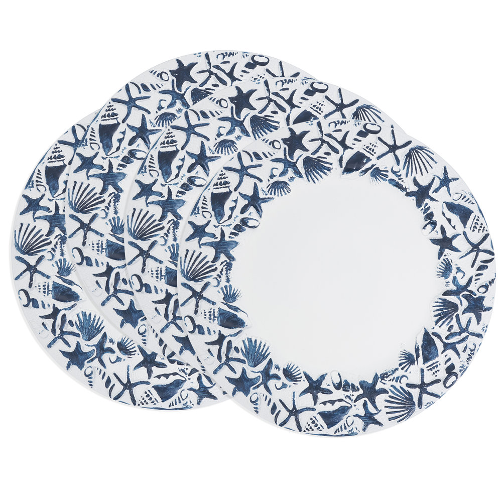 Rosecliff Heights Navy Blue Seashells Embellished Charger Plates 13 ...
