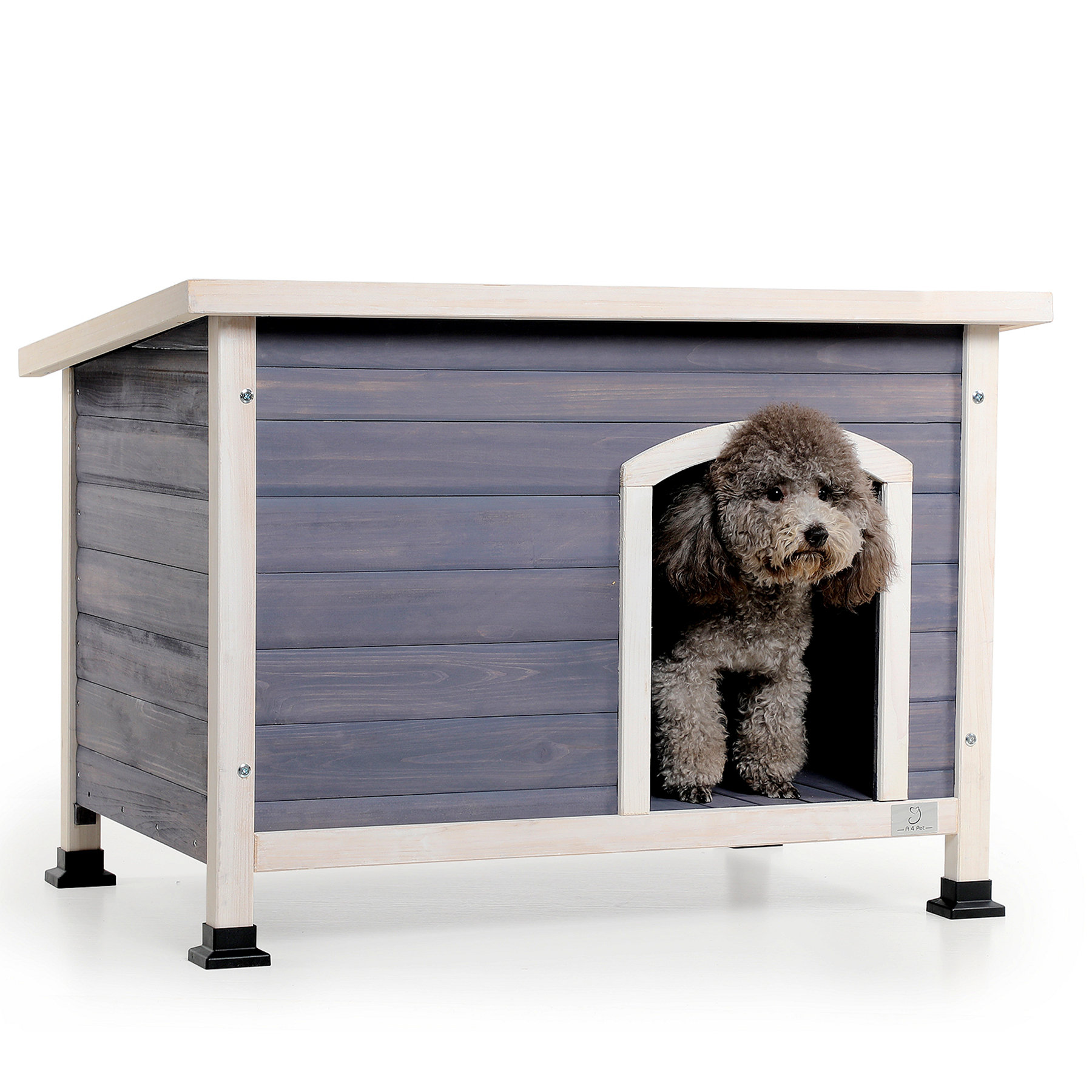 Tucker Murphy Pet™ Wooden Outdoor Dog House, Waterproof Roof, Elevated ...