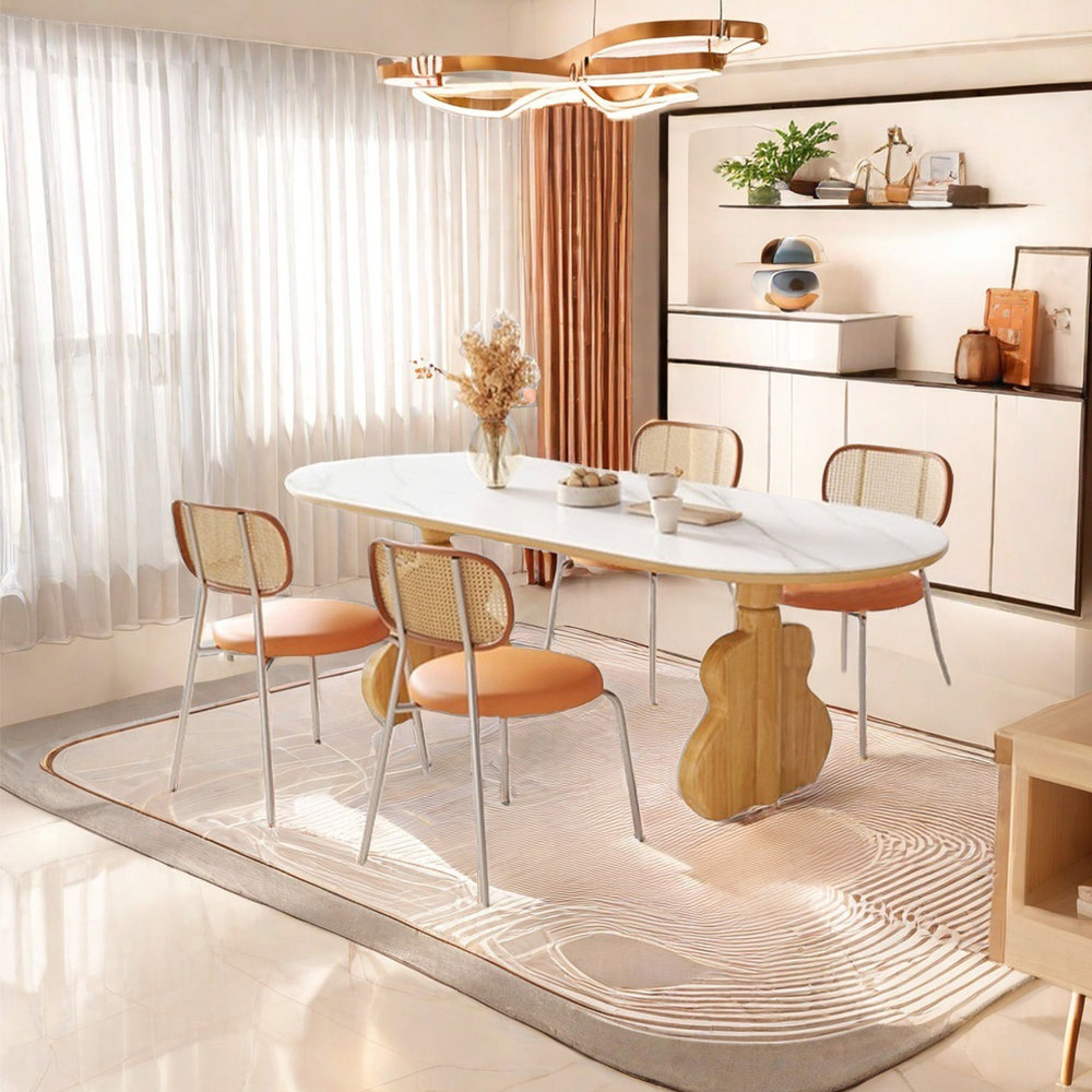 MRzenghong Sintered stone guitar-shaped dining table set | Wayfair