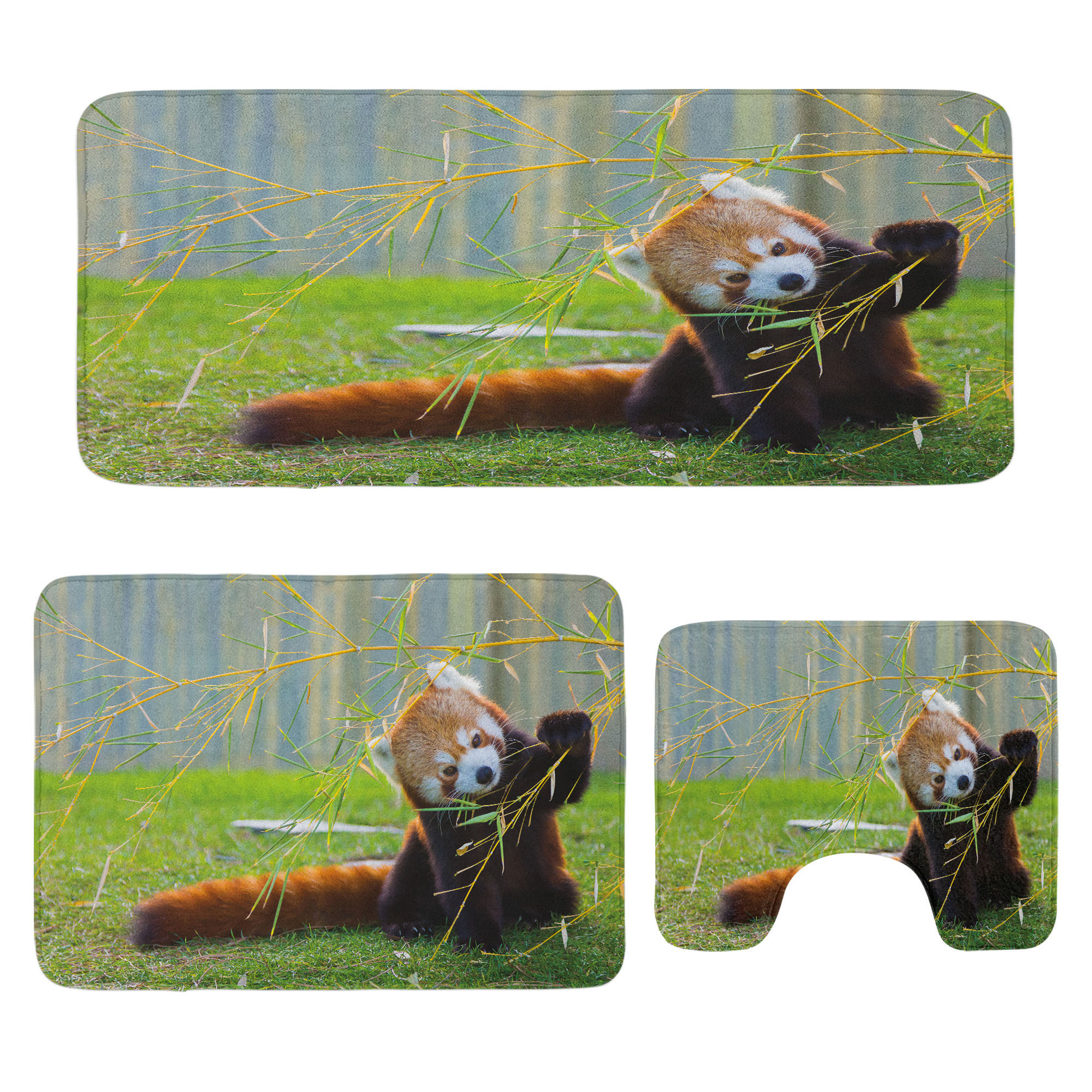 East Urban Home Panda Bathroom Rug Set 3 Pieces U-Shape & Rectangle ...