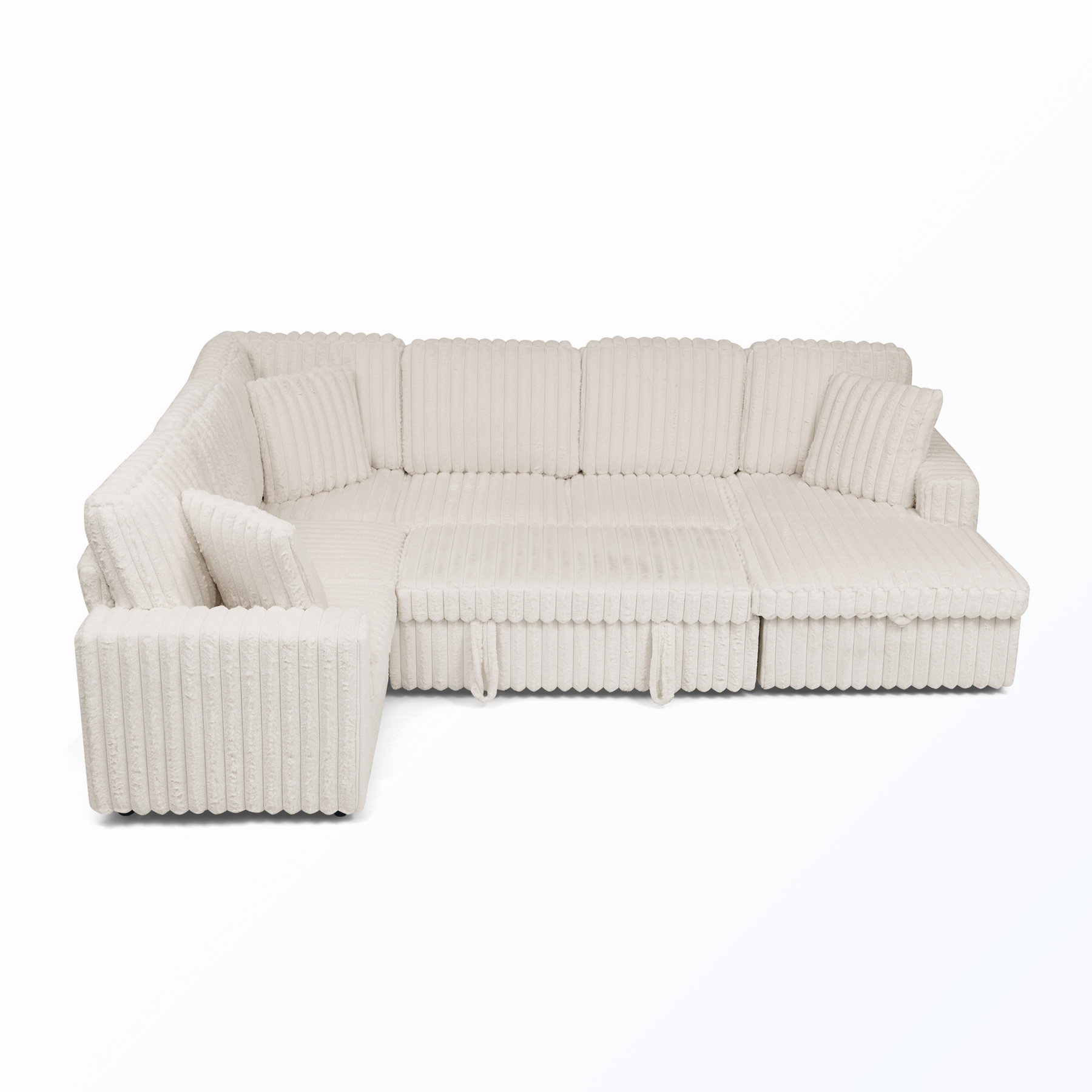 Latitude Run® U-Shaped Striped Upholstered Sofa With Storage | Wayfair