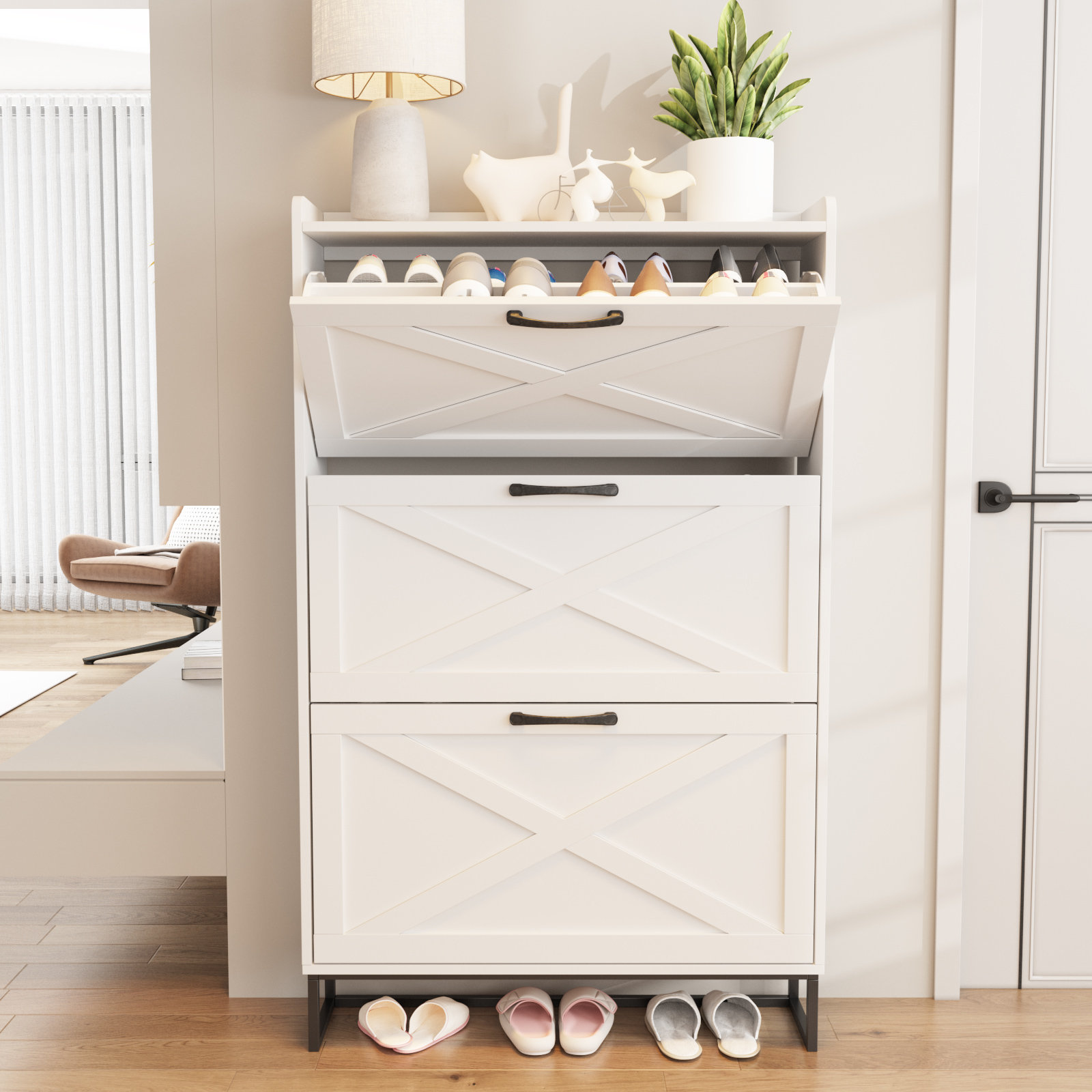 Ivy Bronx 24 Pair Shoe Storage Cabinet & Reviews | Wayfair