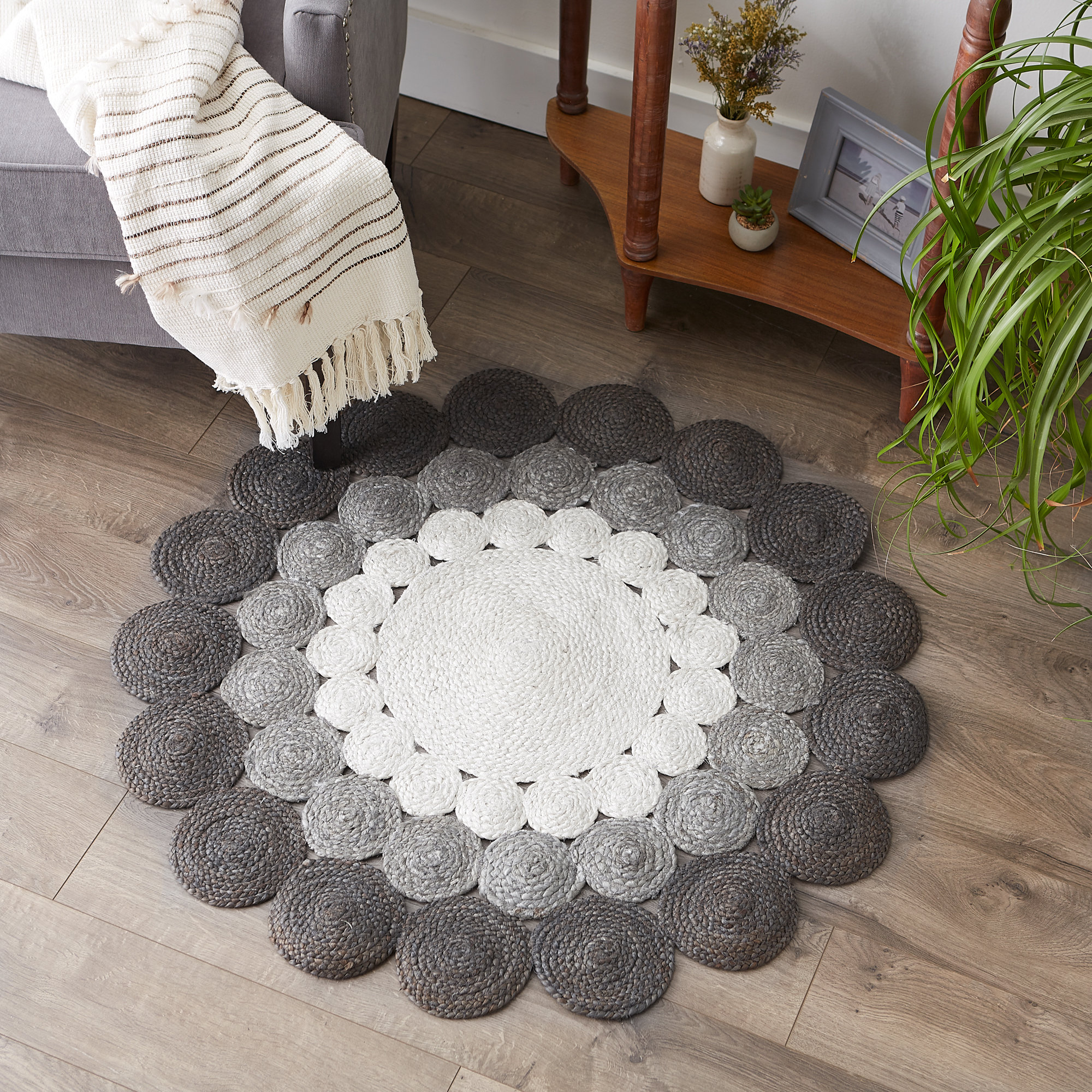 Dakota Fields BOHEMIAN ROUND NATURAL JUTE - GRAY - 3 FT ROUND - Wayfair ...