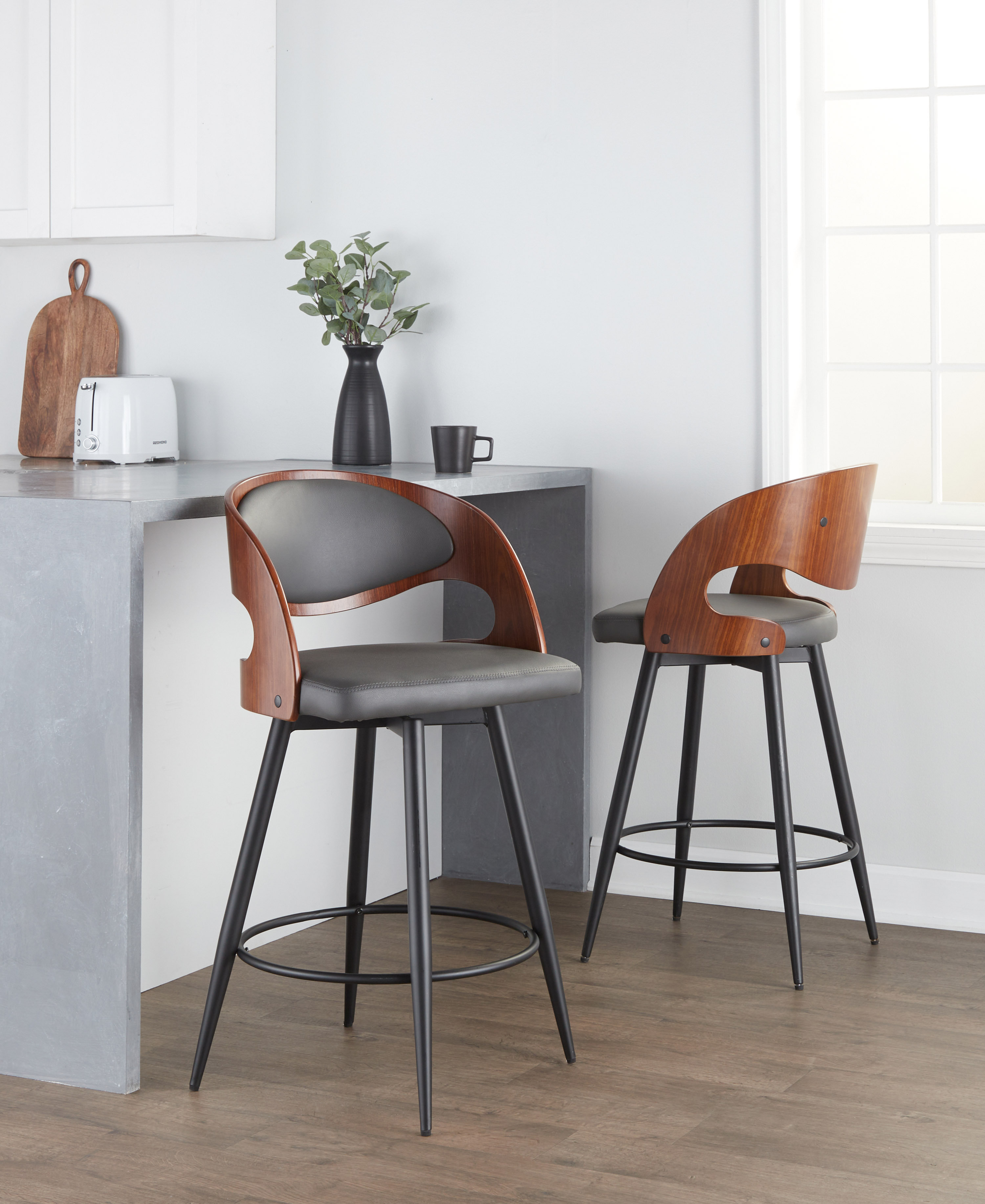 George Oliver Lakyia Swivel Upholstered 25.25'' Counter Stool with ...