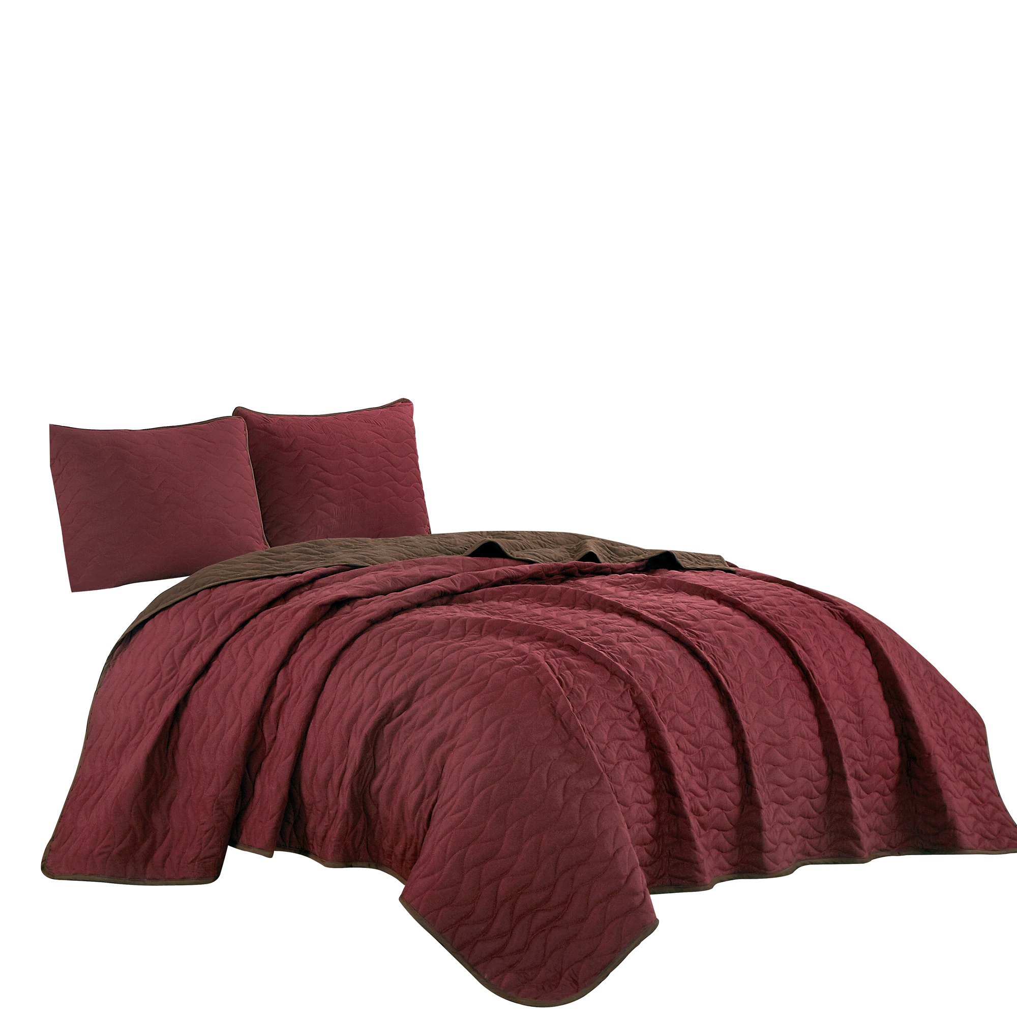 ESCA Maroon 3 Piece Coverlet Set | Wayfair
