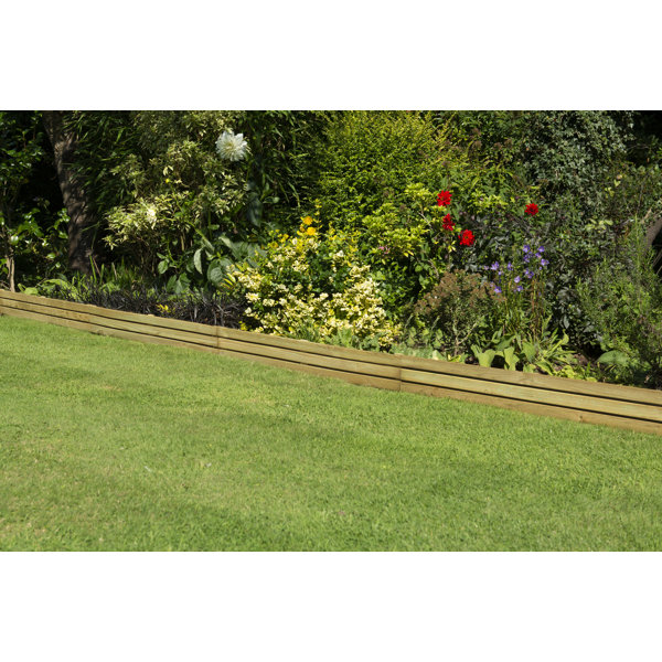 Forest Garden 34cm H x 120cm W Natural Timber Wood Lawn Edging ...