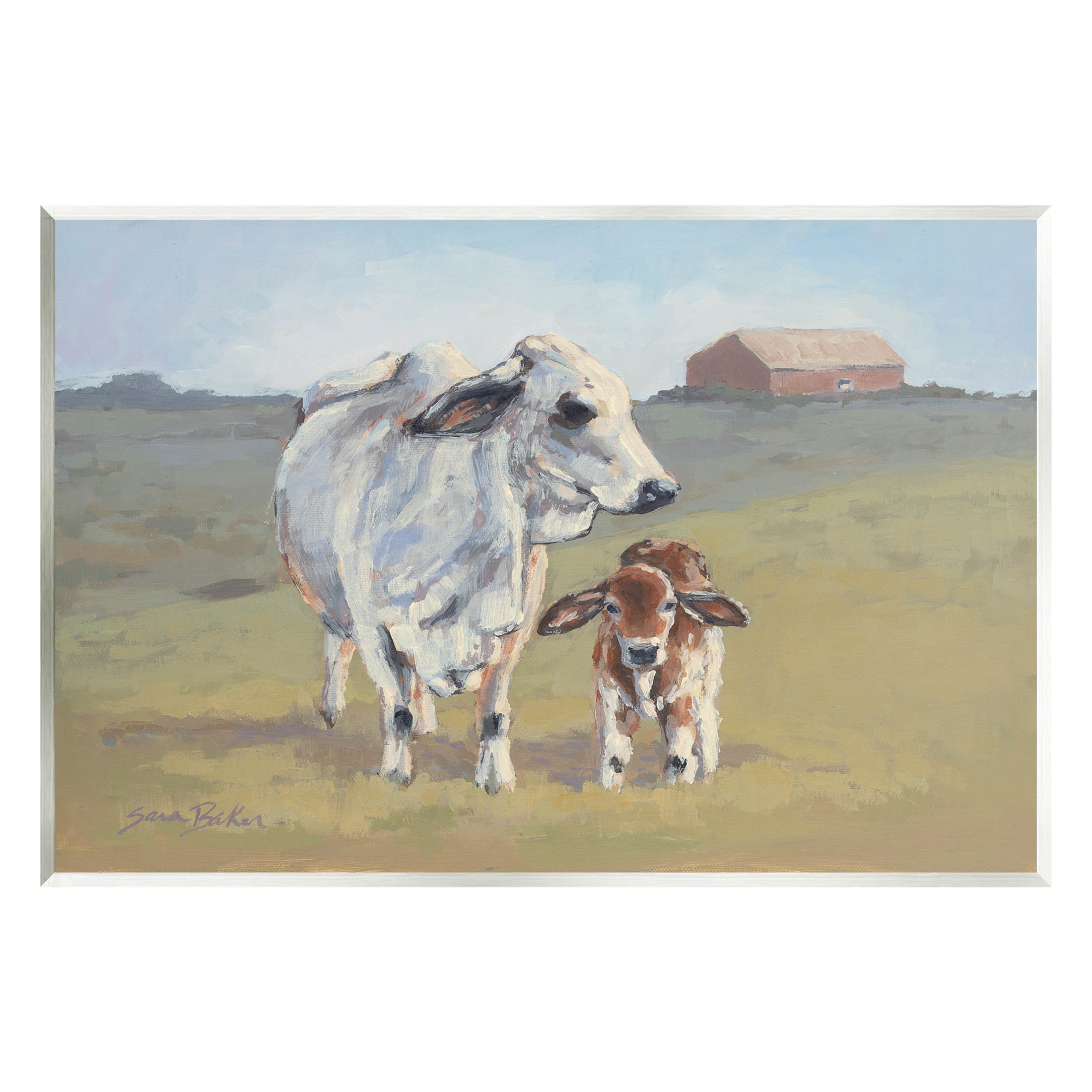 Stupell Industries " Baby Cow Family Farm Portrait " by Sara Baker ...