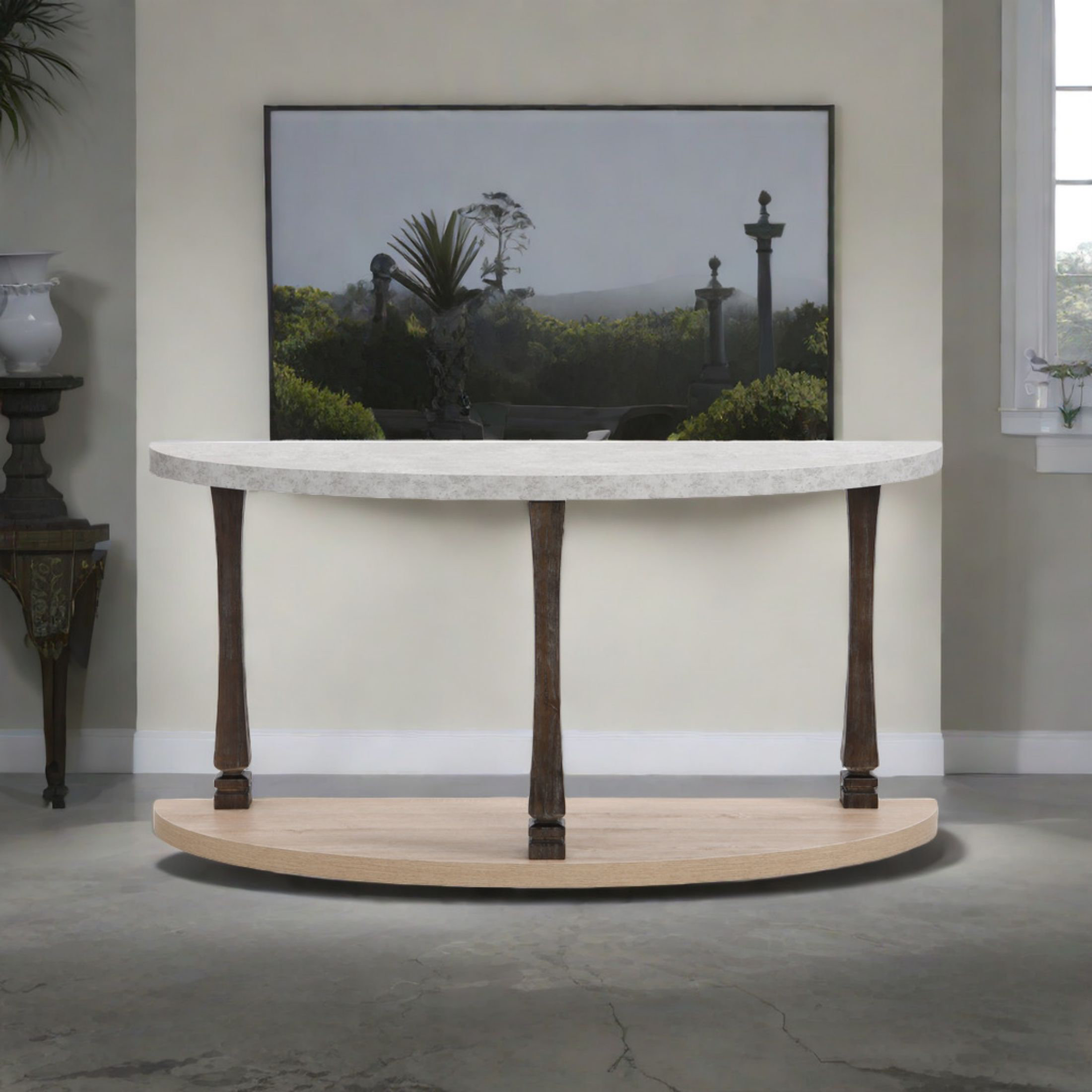 August Grove Semi Circle Demilune Console Table, 48 Inch Long Sofa ...