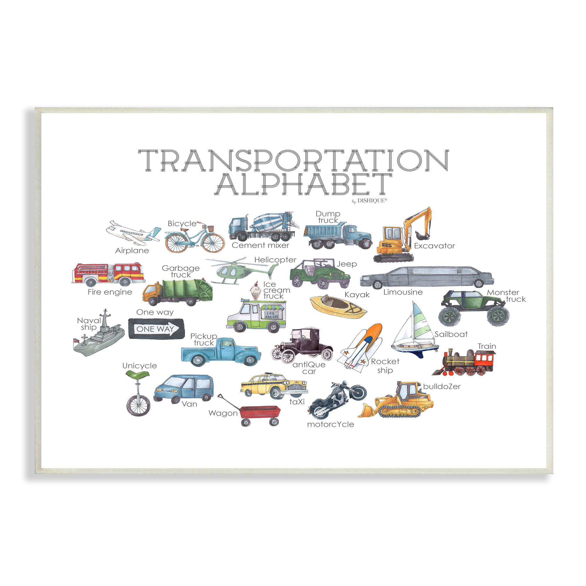 Stupell Industries Educational Transportation Alphabet Kids Learning ...