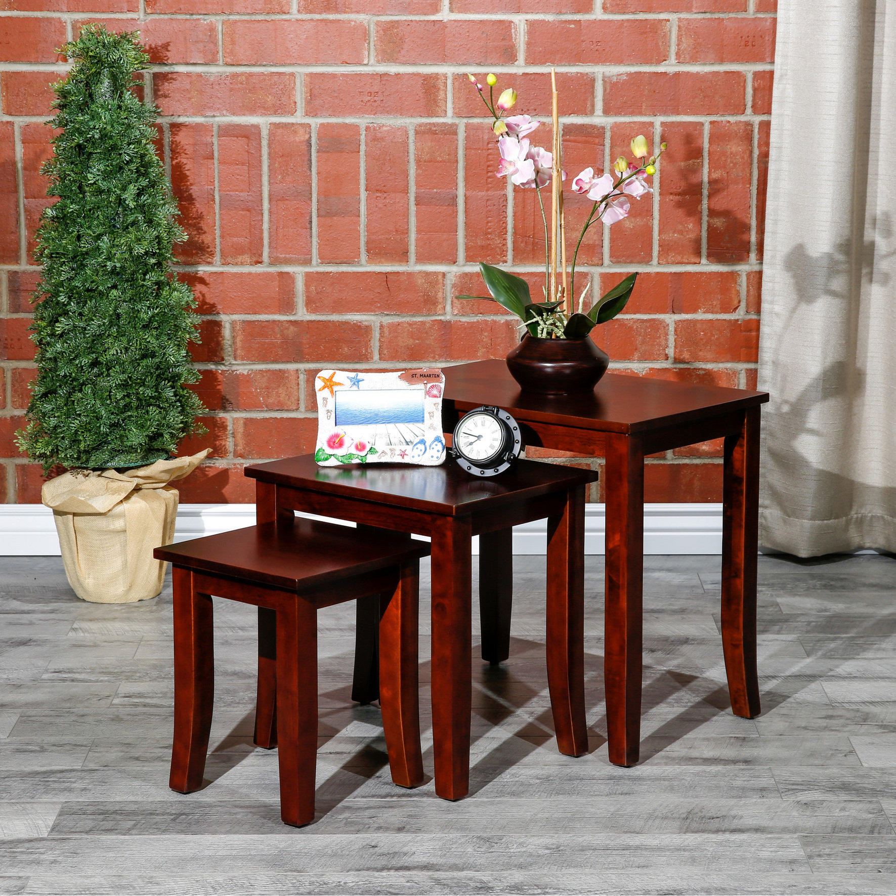 Lark Manor™ Cherry 3 Nesting Table - Space Saving Tables For Showcase ...