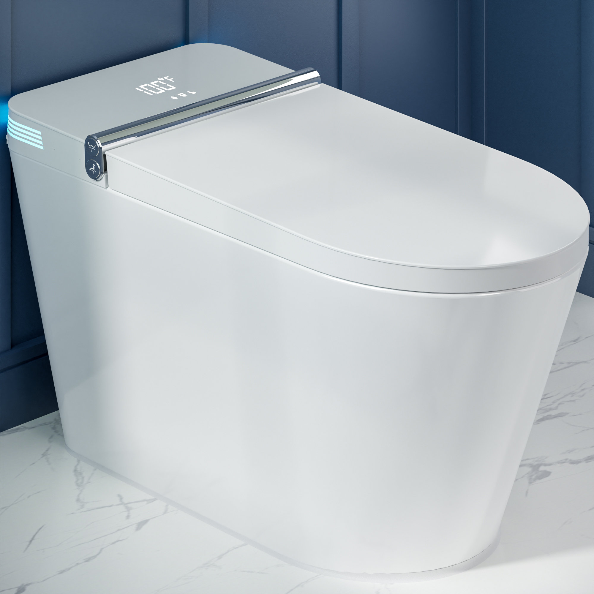 ARRISEA Smart Bidet Toilet with Built in Tank, Off-Seat Flush & Foot ...