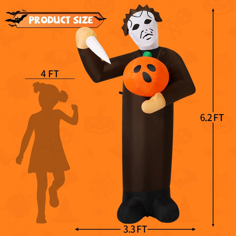 The Holiday Aisle® Scary Pumpkin Killer Halloween Inflatable | Wayfair