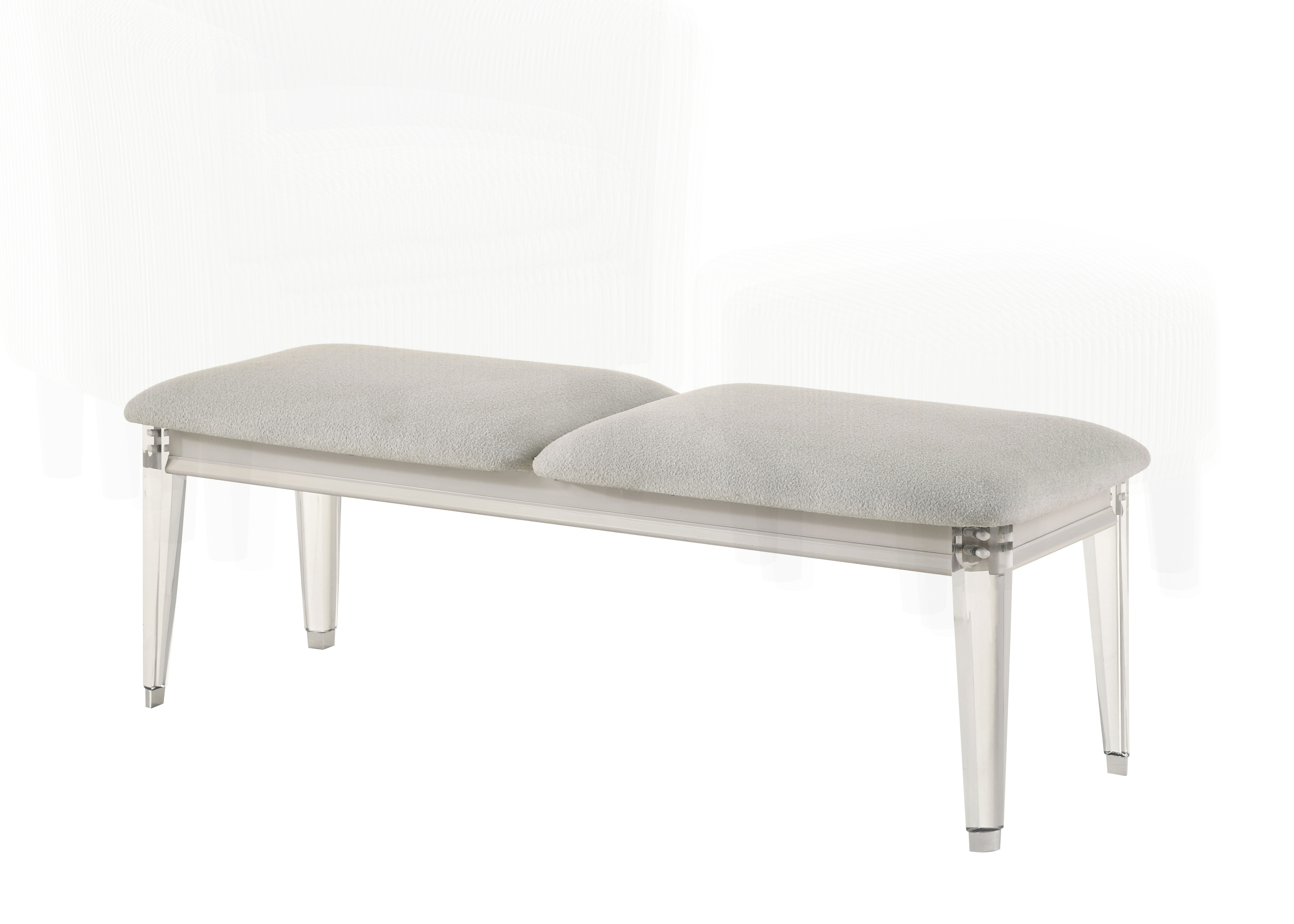 Red Barrel Studio® Boucle & Pearl White Finish Bench | Wayfair