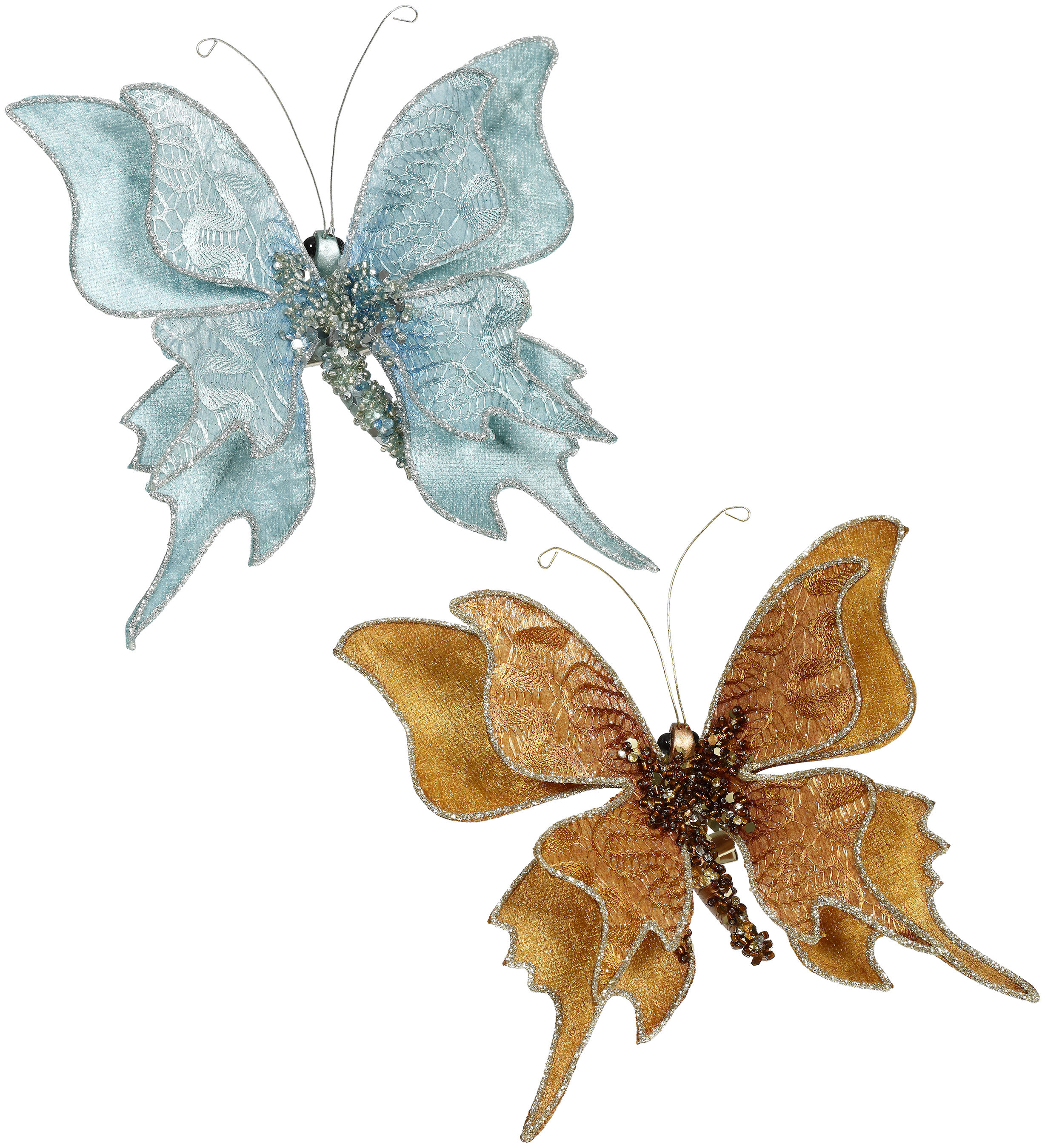Mark Roberts Glittered Double Butterfly Clip, 5X2.5 Inches Set Of 12 ...